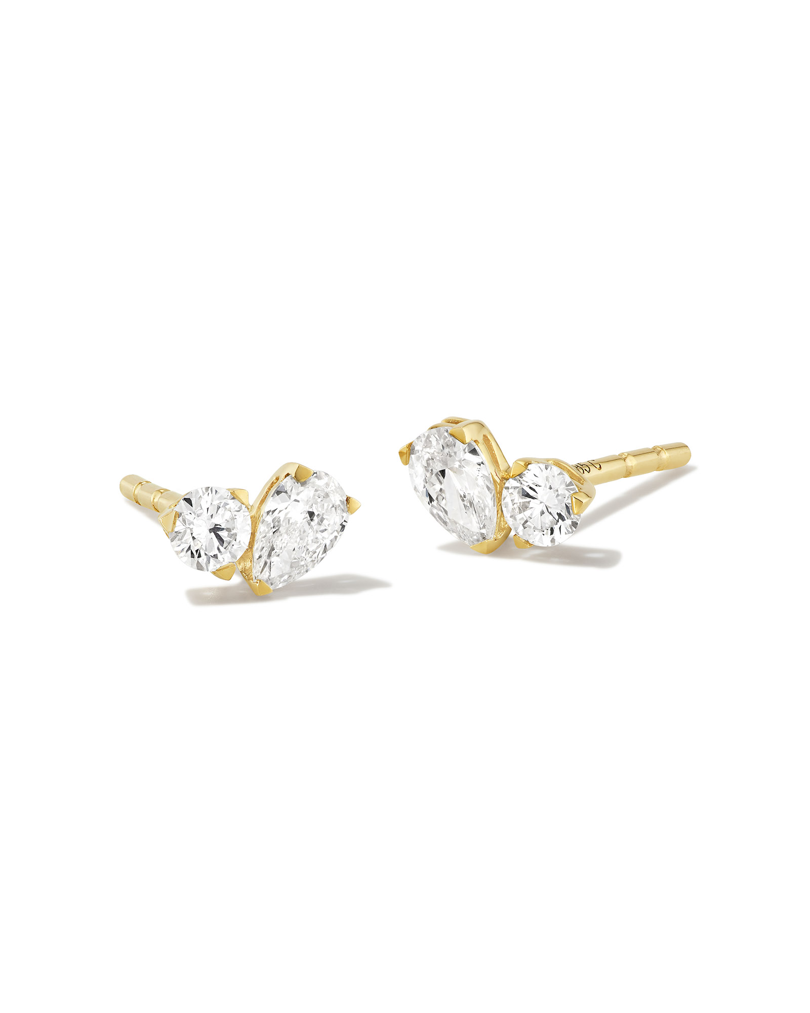 Lab Grown White Diamond Toi et Moi Stud Earrings in 14k Yellow Gold | Kendra Scott