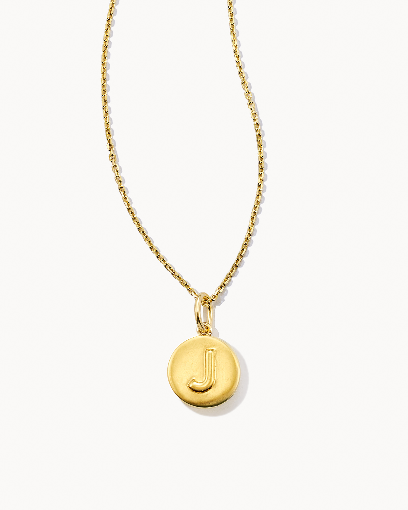 Letter J Coin Pendant Necklace in 18k Gold Vermeil