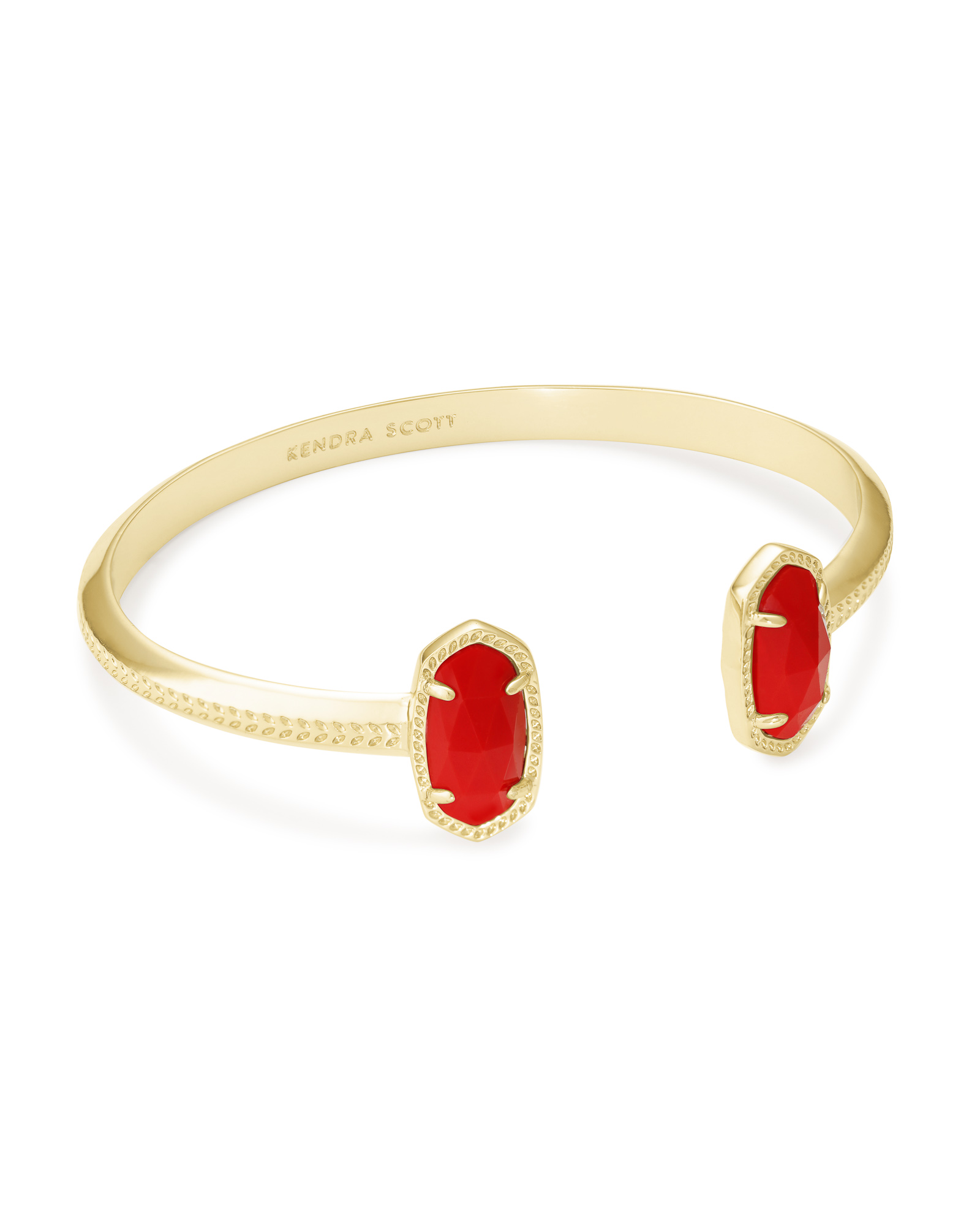 Elton Gold Cuff Bracelet in Bright Red Opaque Glass | Kendra Scott