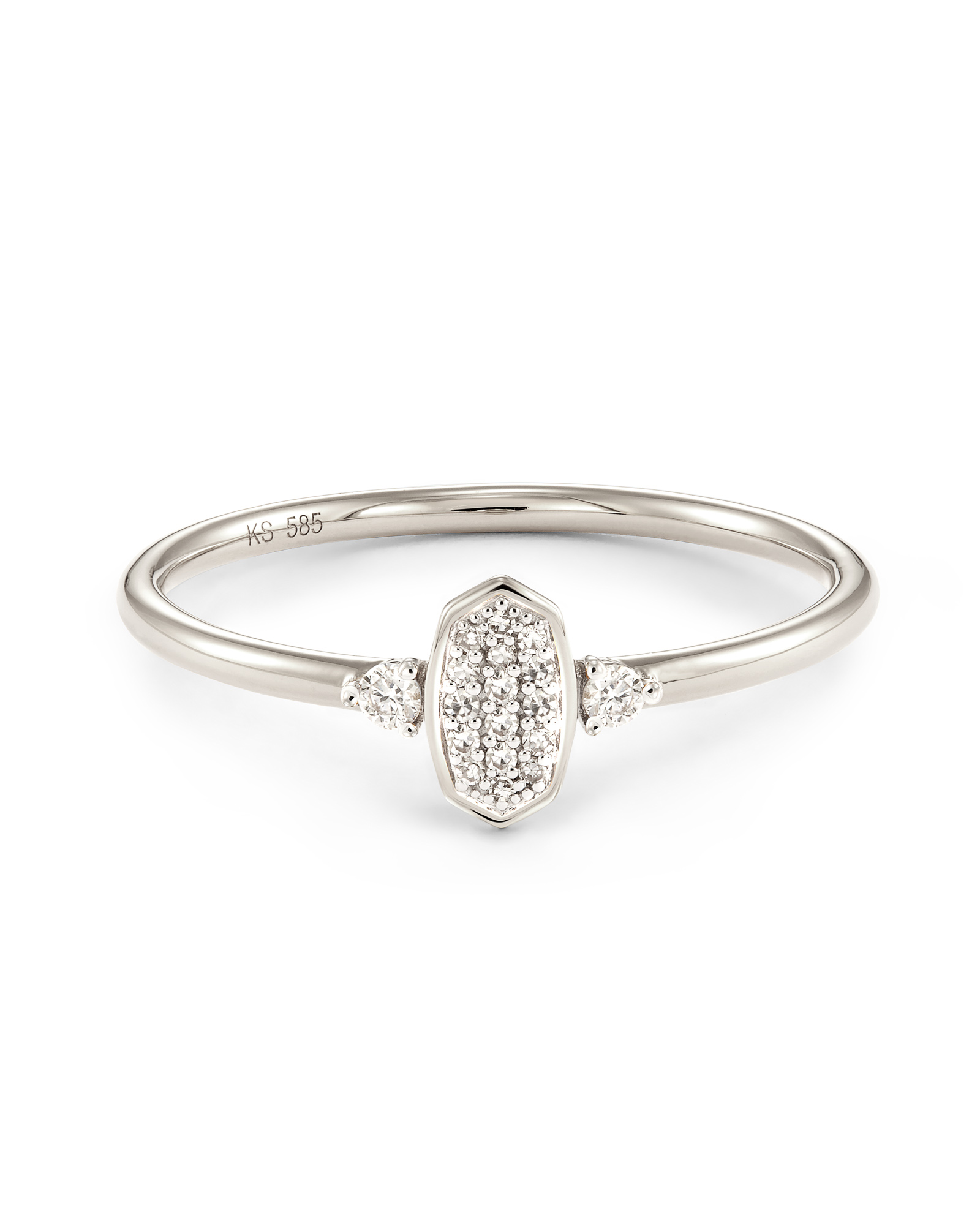Marisa 14k White Gold Band Ring in White Diamond | Kendra Scott