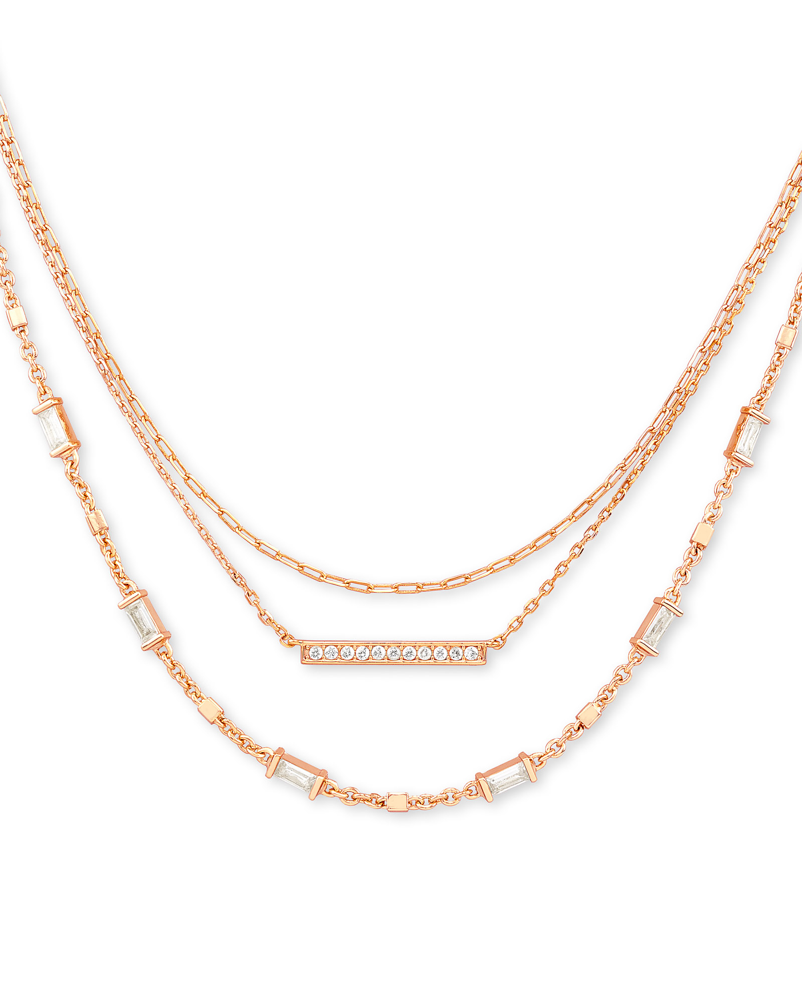 Addison Triple Strand Necklace in Rose Gold | Kendra Scott