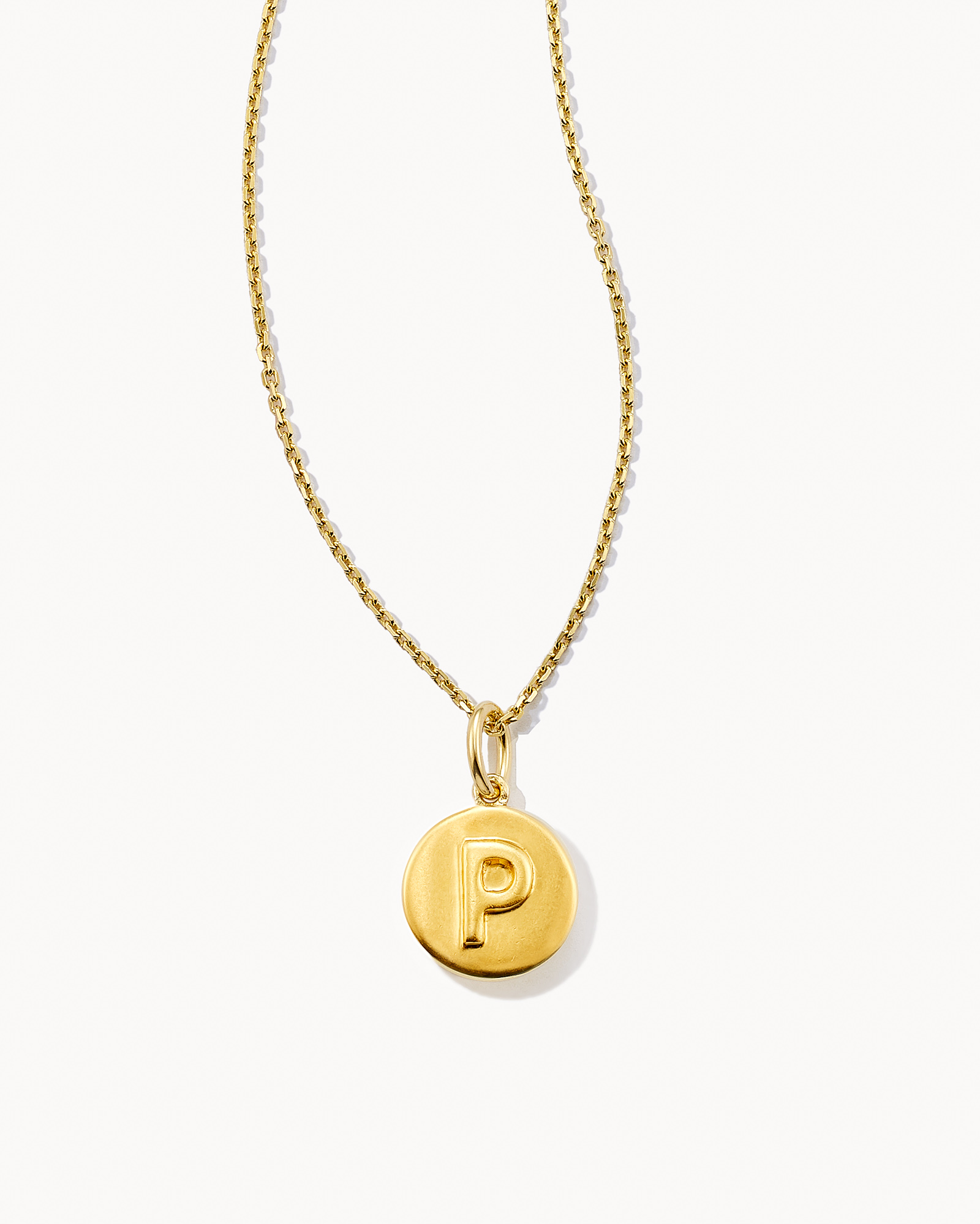 Letter P Coin Pendant Necklace in 18k Gold Vermeil