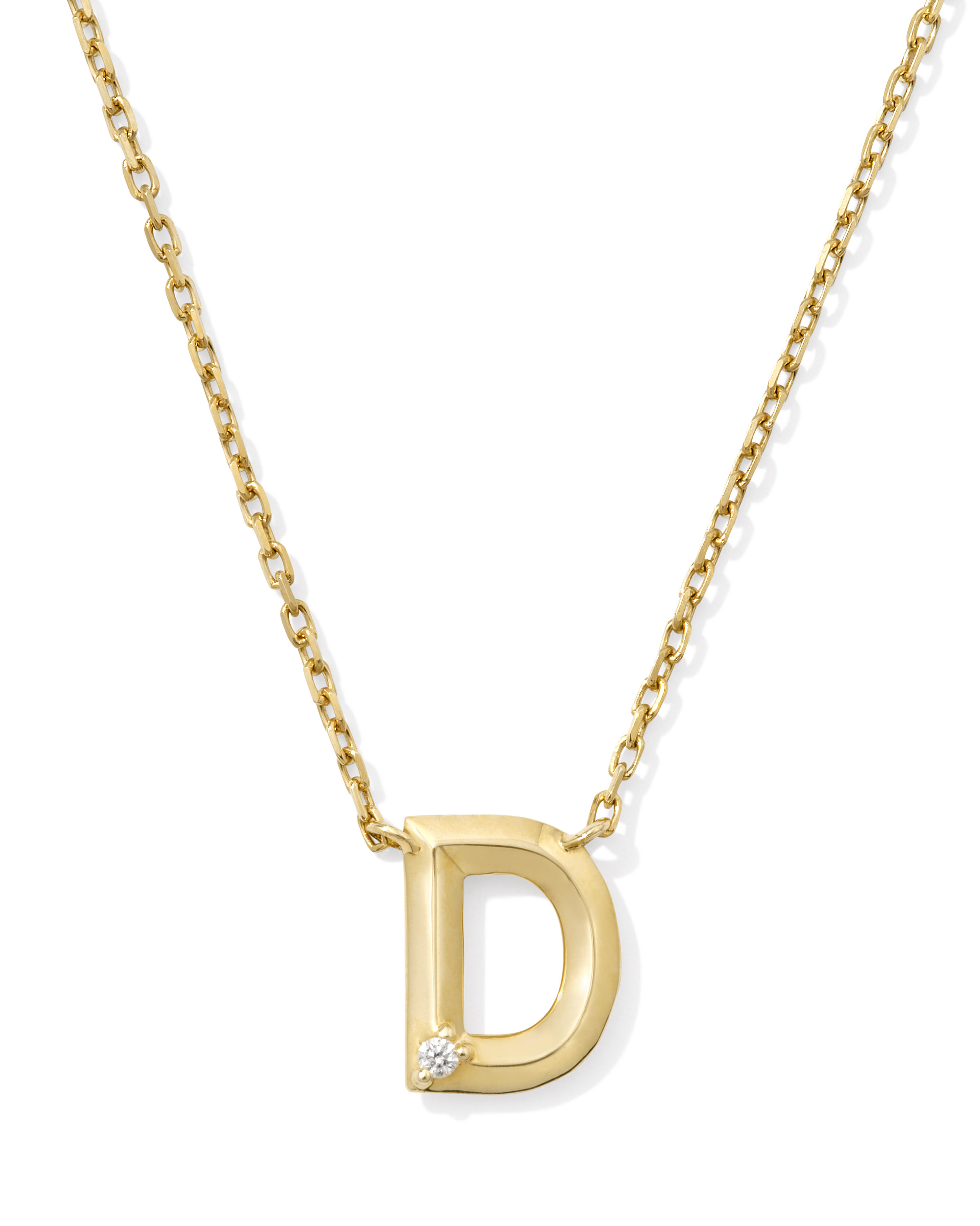 Diamond Accent Letter D 14k Yellow Gold Pendant Necklace in White ...