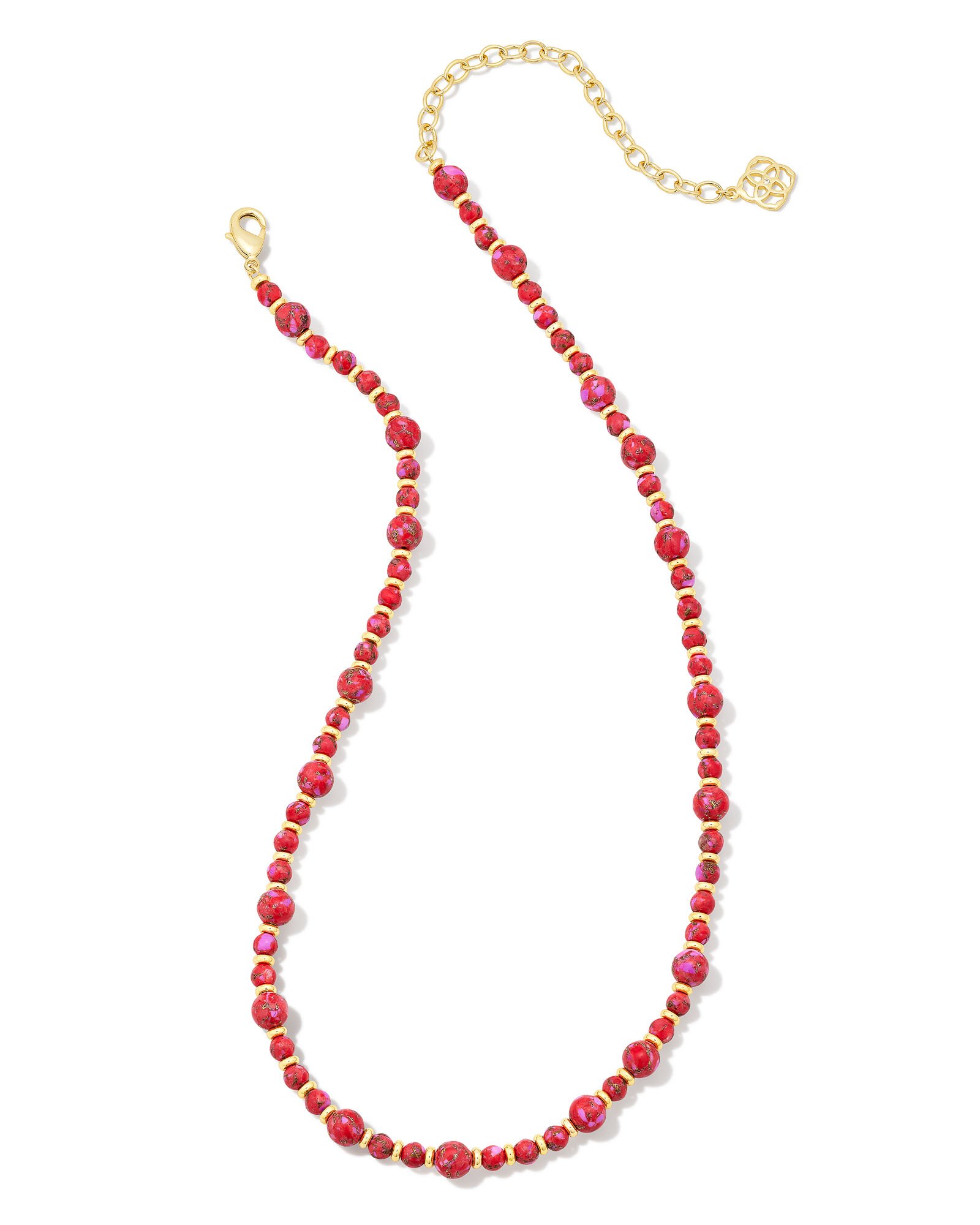 Jovie Gold Beaded Strand Necklace in Bronze Veined Red and Fuchsia Magnesite | Kendra Scott