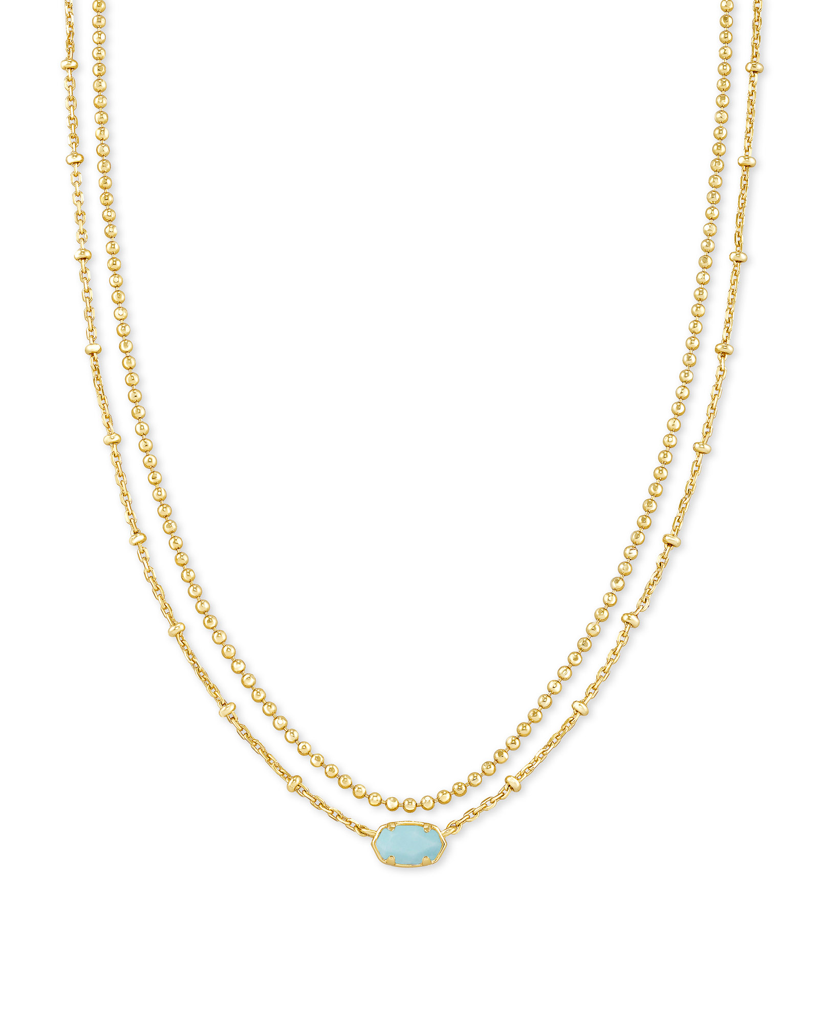 Emilie Gold Multi Strand Necklace in Light Blue Magnesite | Kendra Scott