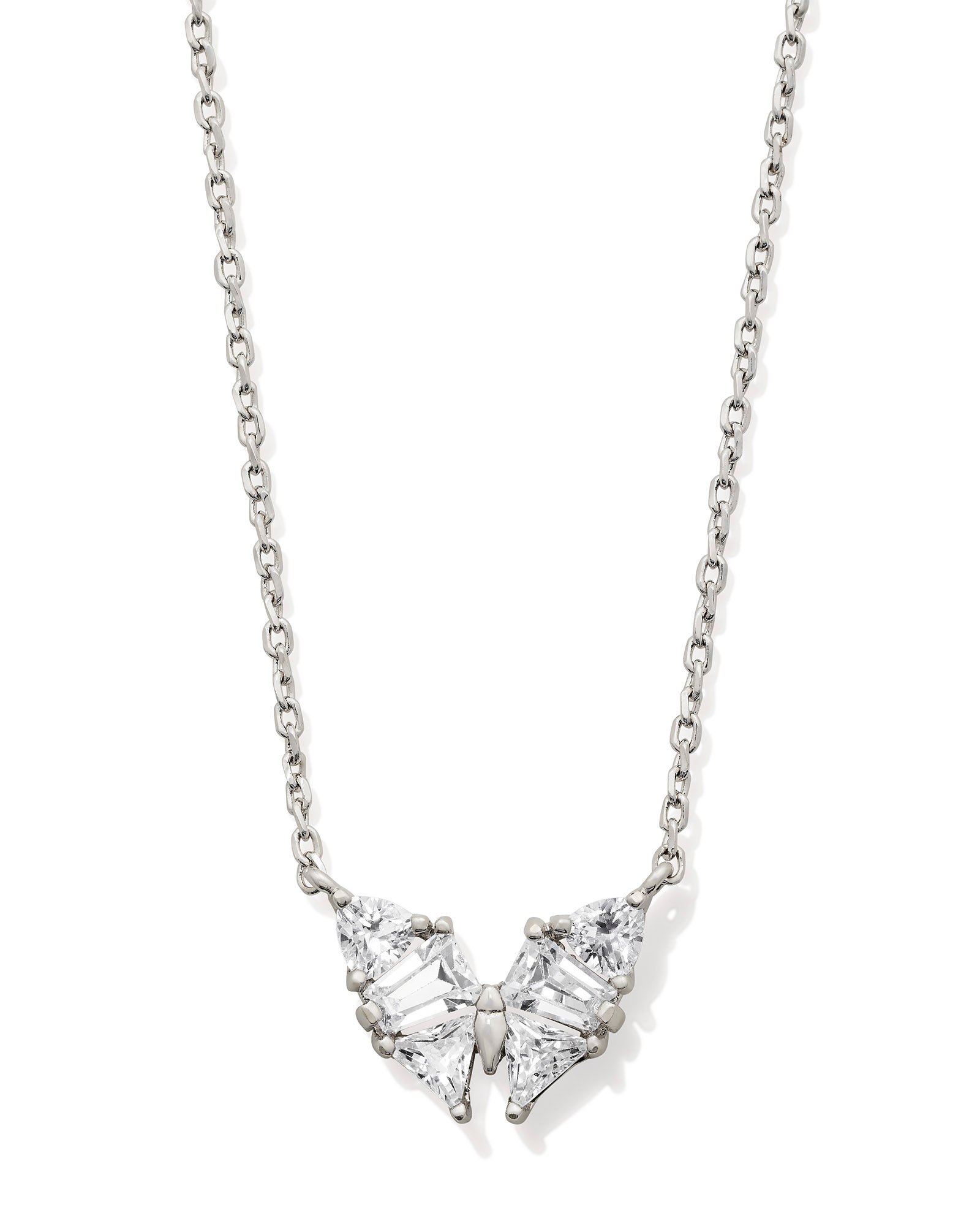 Blair Silver Butterly Small Short Pendant Necklace in White CZ | Kendra ...