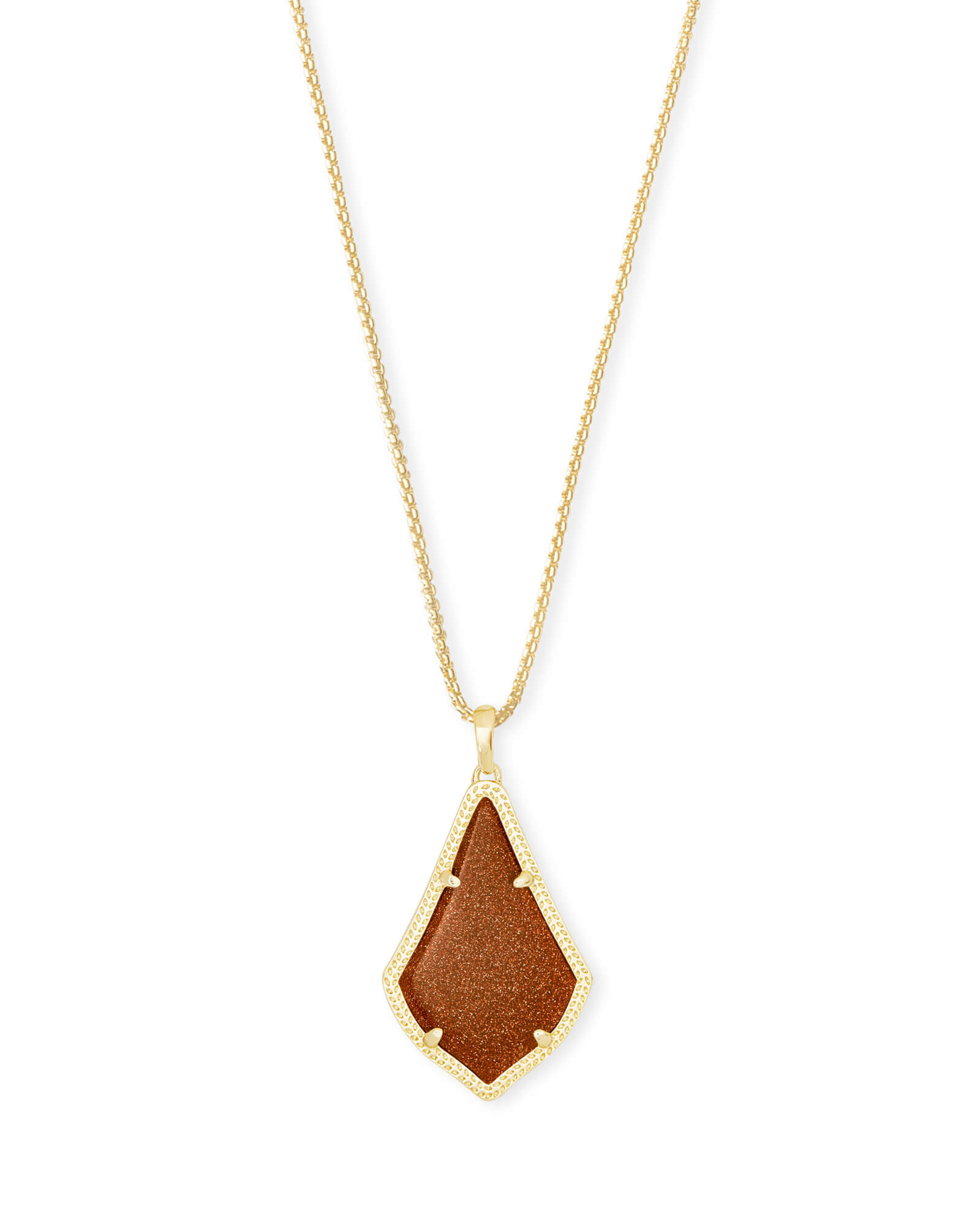 Alex Gold Drop Necklace in Goldstone Glass | Kendra Scott