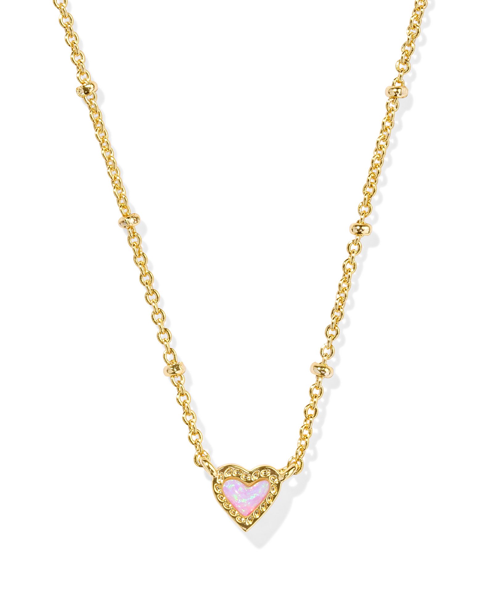 Mini Ari Heart Gold Satellite Short Pendant Necklace in Bubblegum Pink ...