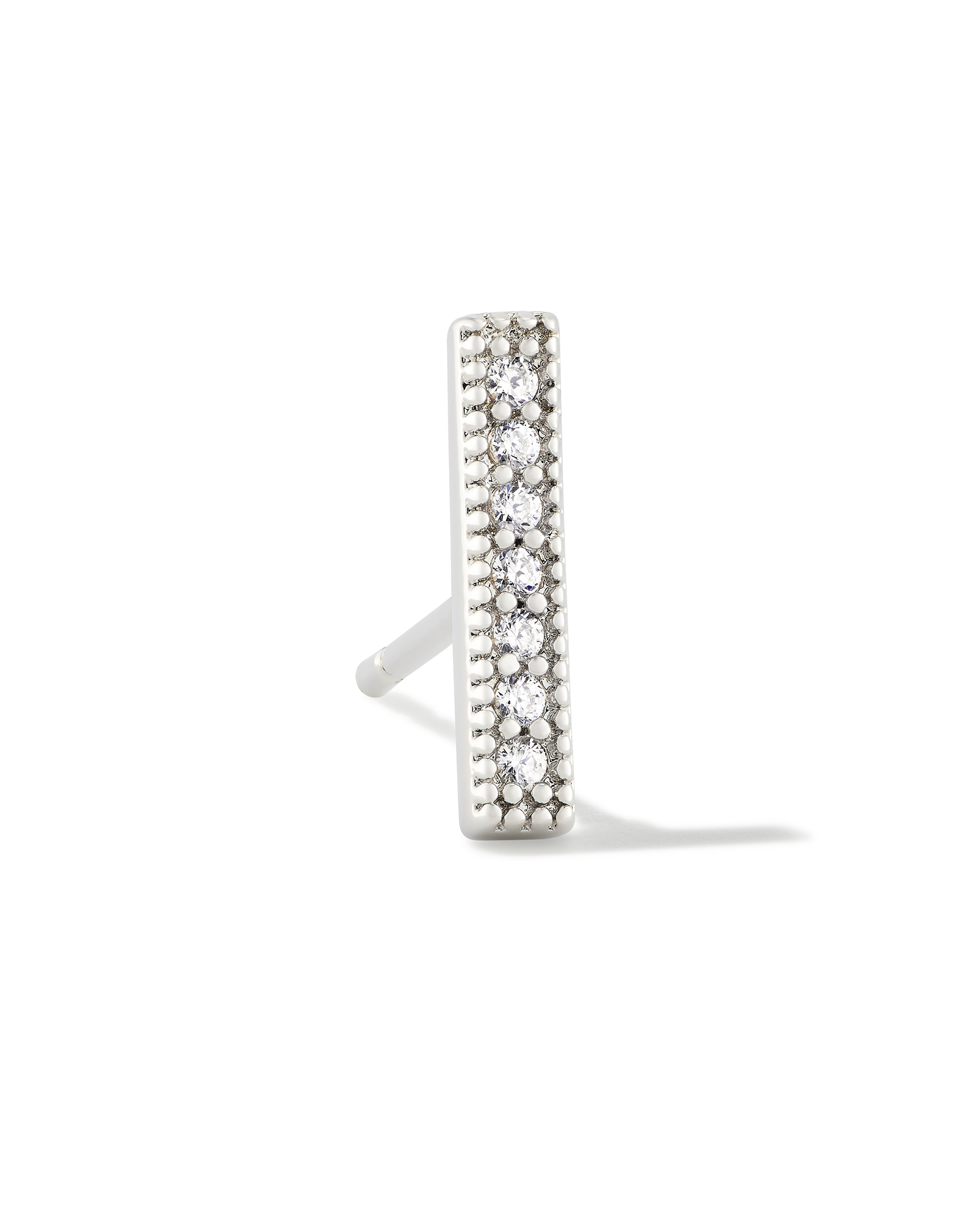 Austin Bar Silver Single Stud Earring in White CZ | Kendra Scott