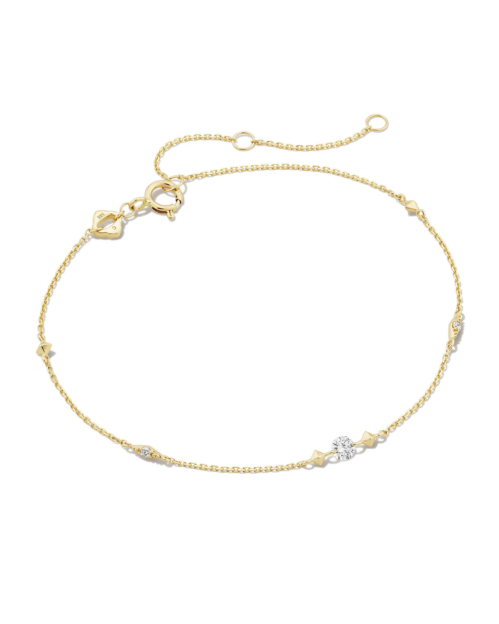 Floating Lab Grown White Diamond Delicate Chain Bracelet in 14k Yellow ...