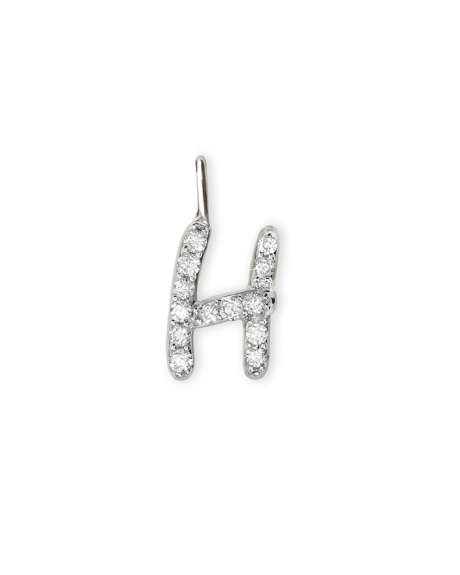 14k White Gold Letter H Charm in White Diamond | Kendra Scott