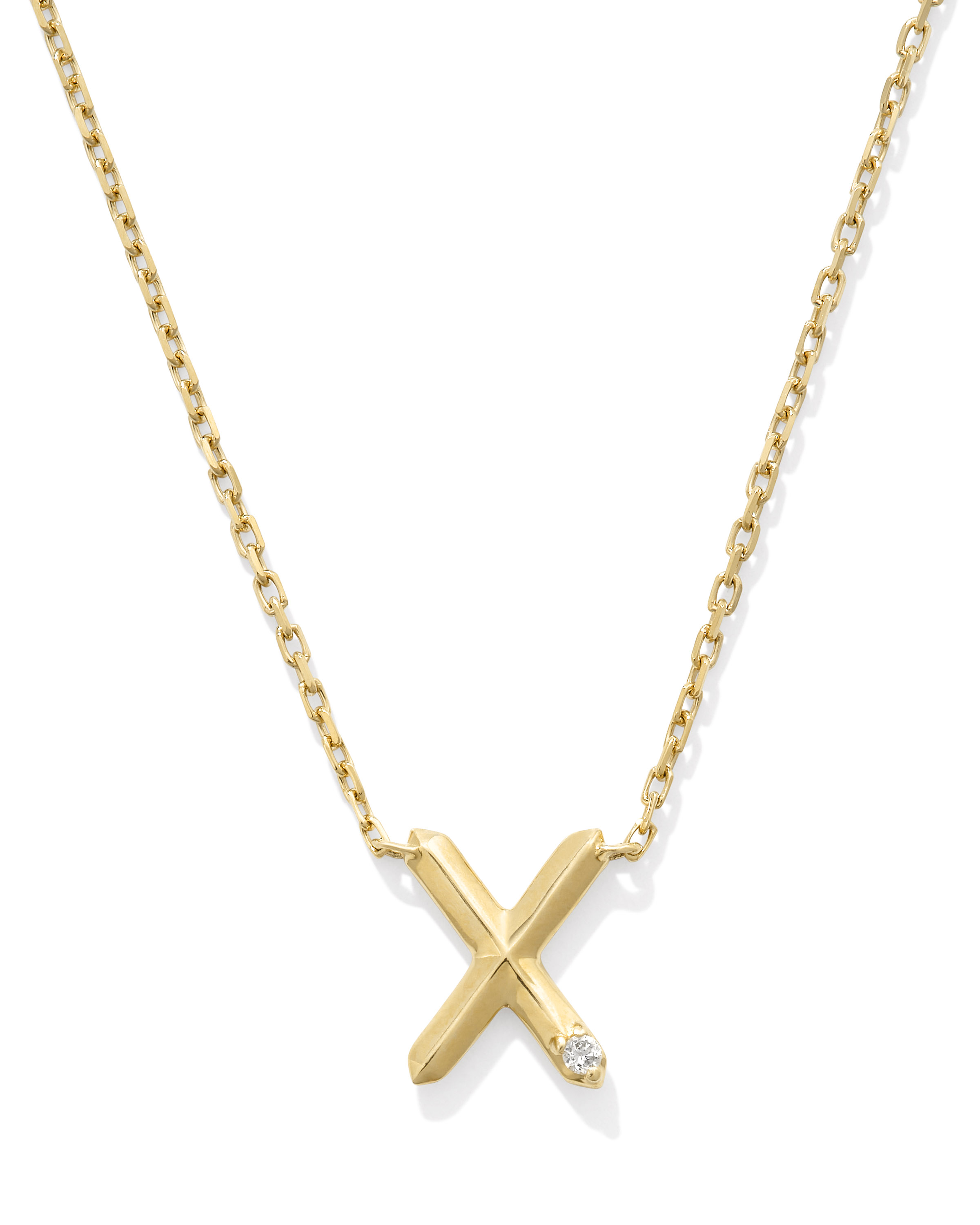 Diamond Accent Letter X 14k Yellow Gold Pendant Necklace in White ...