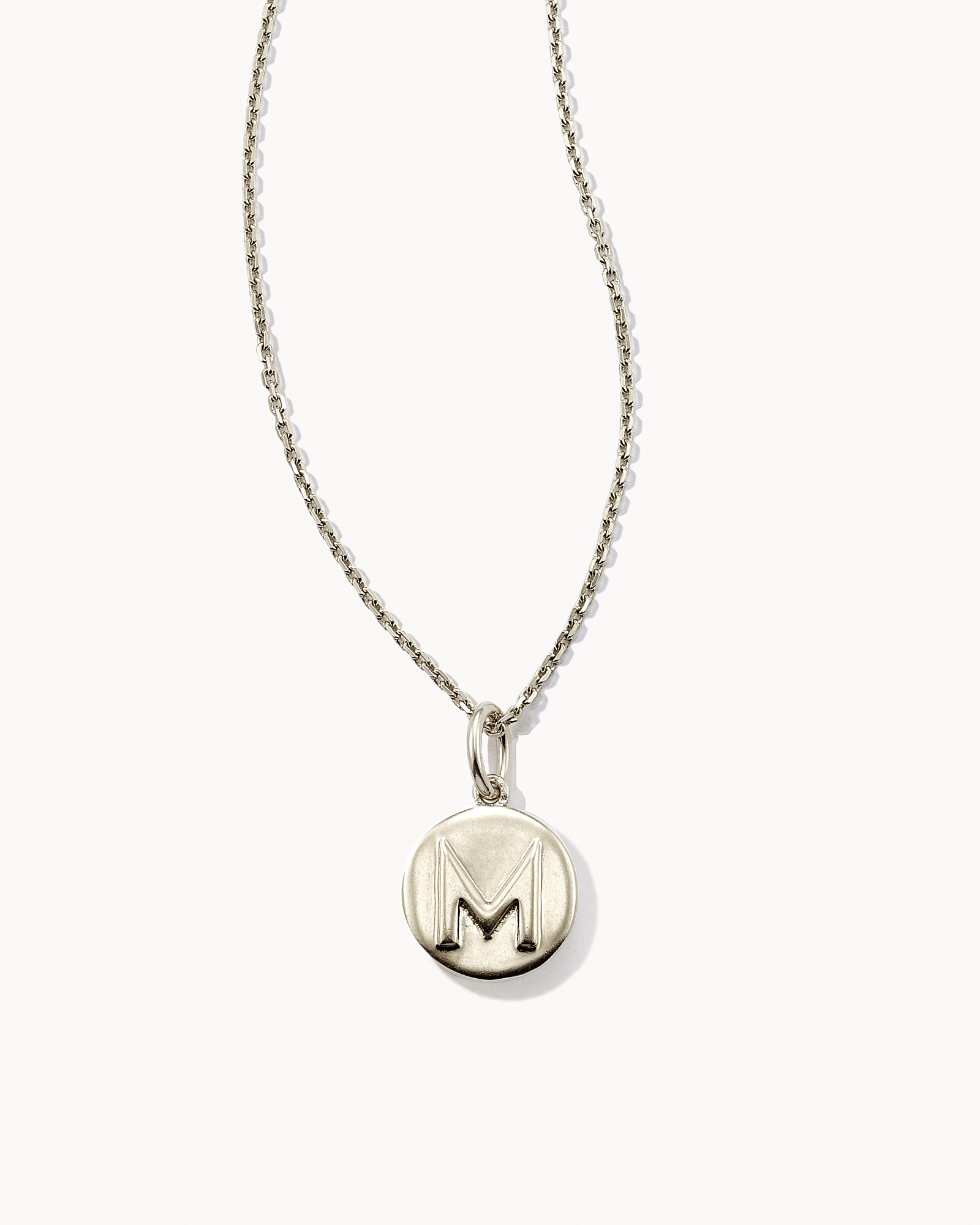 Letter M Coin Pendant Necklace in Oxidized Sterling Silver | Kendra Scott