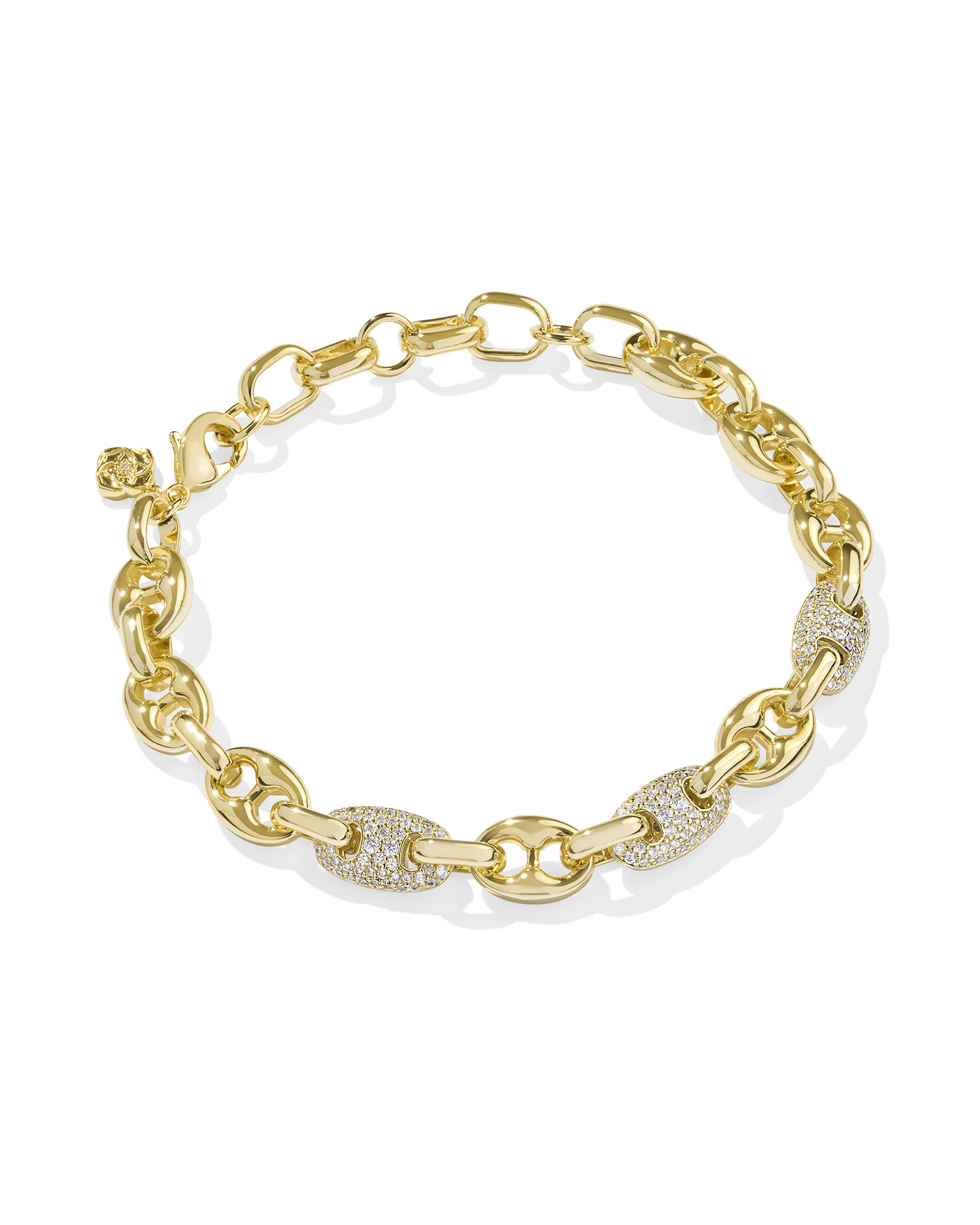 Bailey Gold Pave Chain Bracelet in White CZ | Kendra Scott
