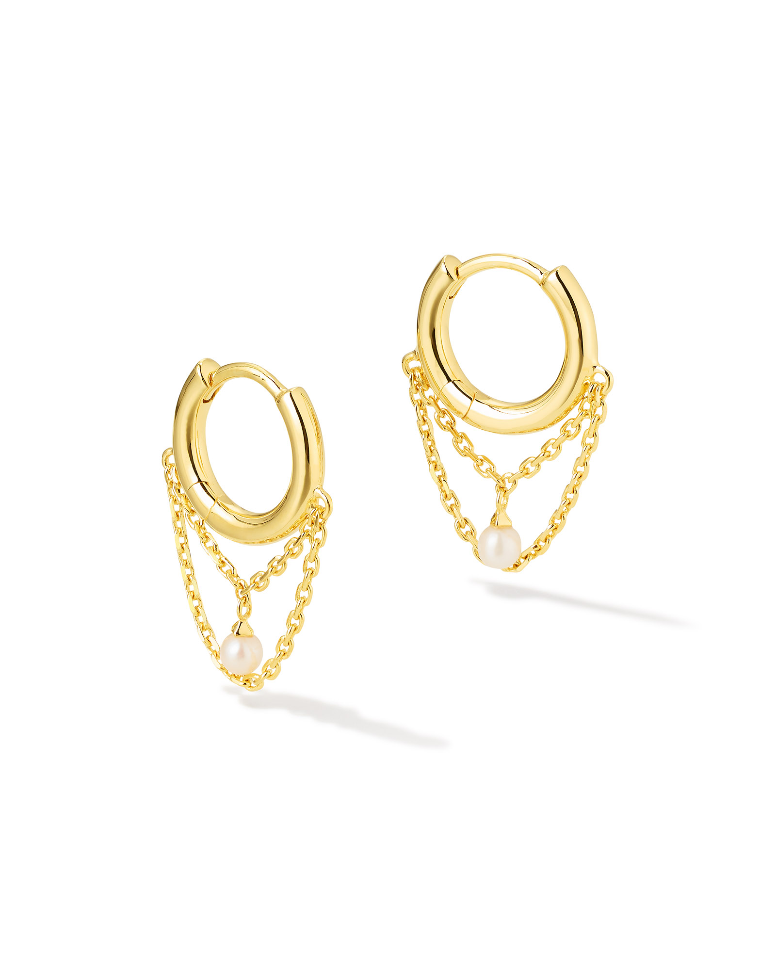 Davina 18k Gold Vermeil Pearl Huggie Earrings in Freshwater Cultured ...