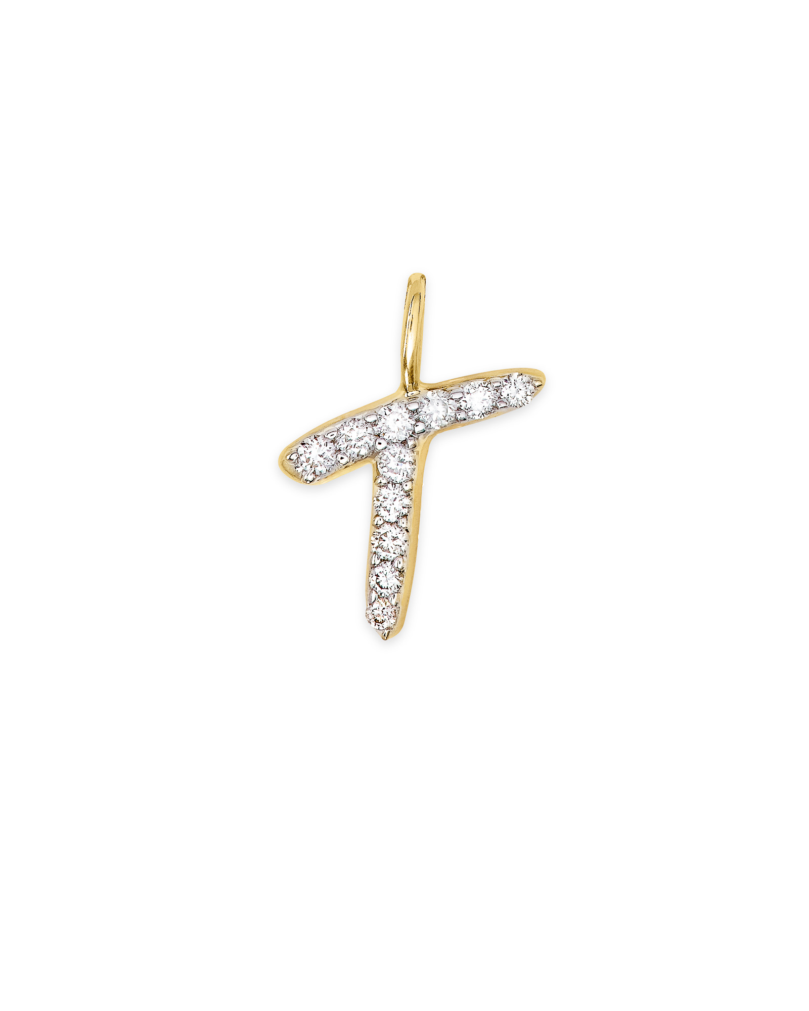 14k Yellow Gold Letter T Charm in White Diamond | Kendra Scott