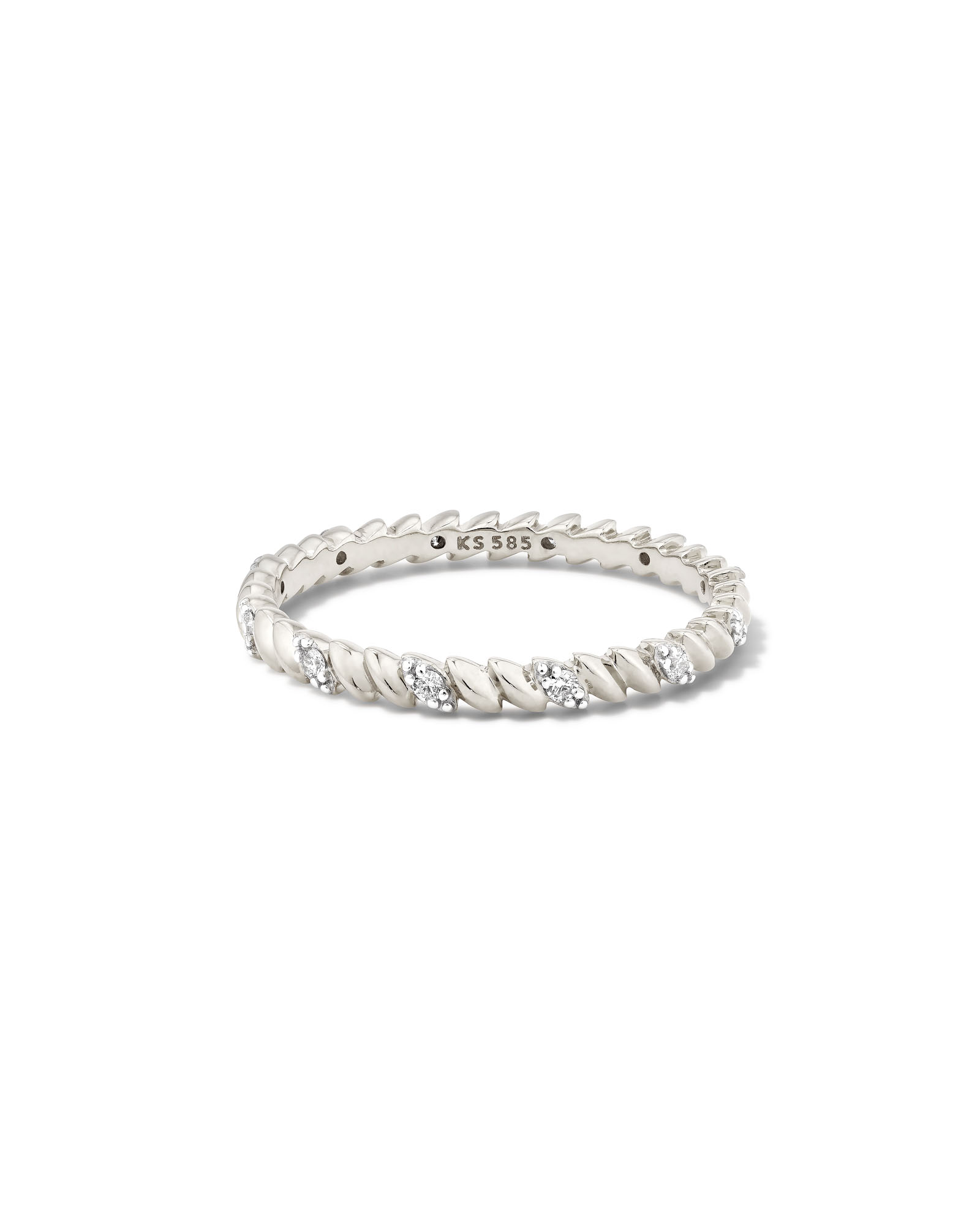 Tyler 14k White Gold Band Ring in White Diamond | Kendra Scott