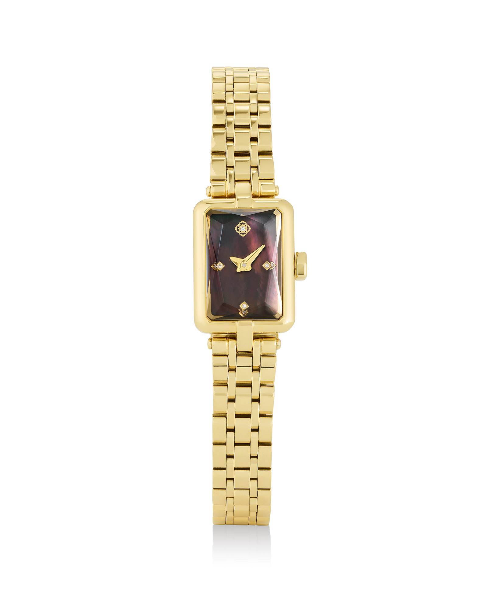 Adela Gold Tone Stainless Steel Watch in Black Mother-of-Pearl | Kendra ...