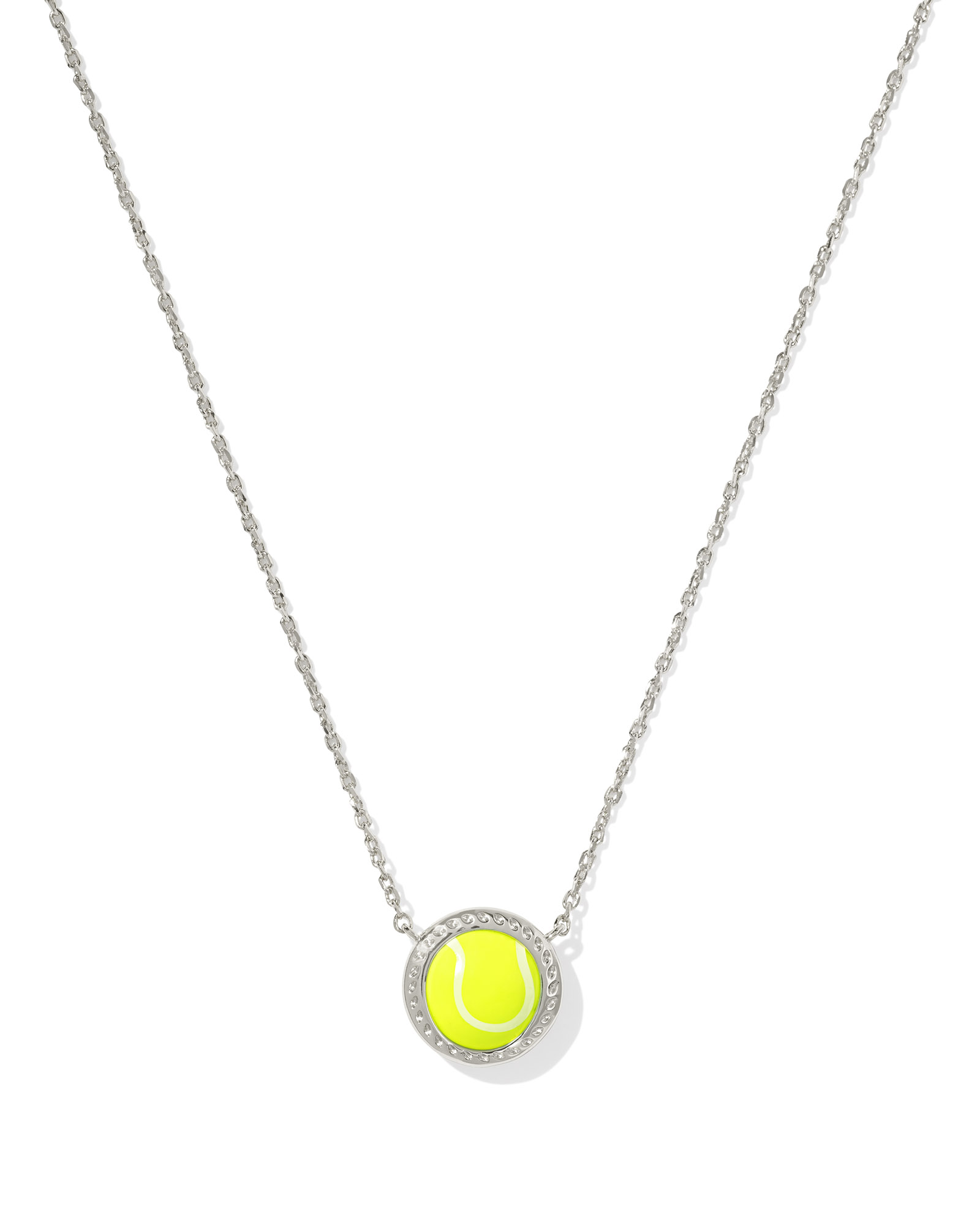 Tennis Silver Short Pendant Necklace in Chartreuse Magnesite | Kendra Scott