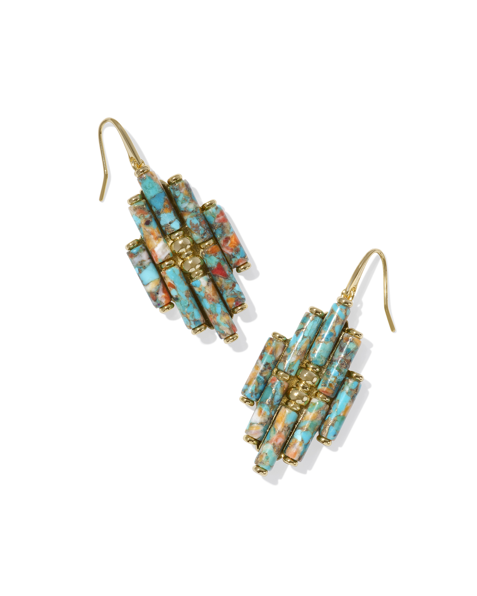 Ember Gold Drop Earrings in Bronze Veined Turquoise Magnesite Red ...