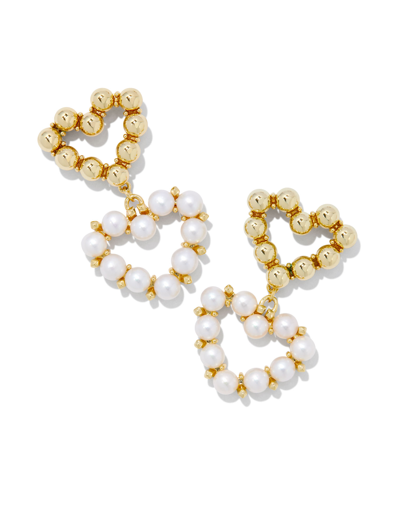 Ashton Gold Heart Drop Earrings in Freshwater Cultured Pearl | Kendra Scott