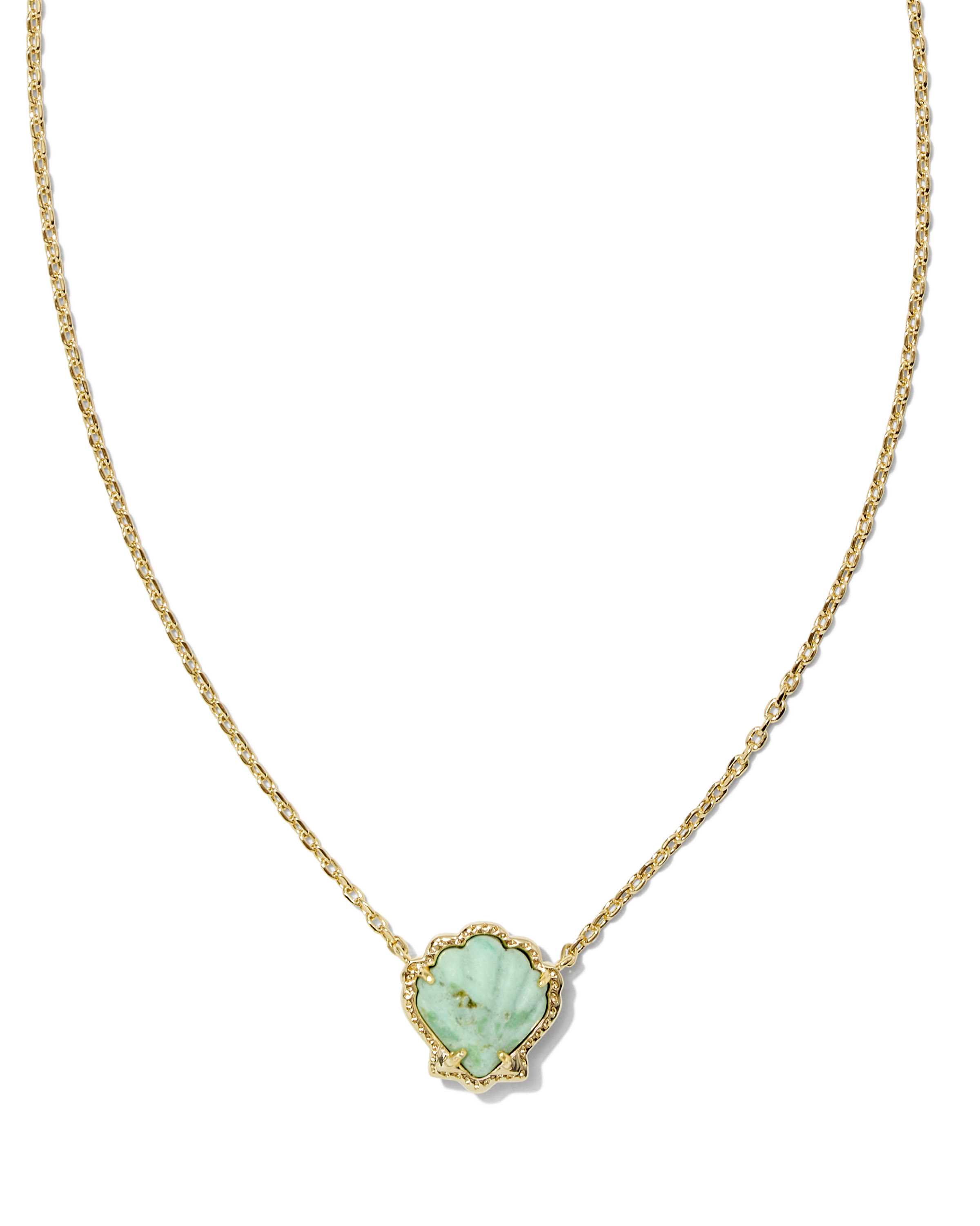 Brynne Gold Shell Short Pendant Necklace in Sea Green Chrysocolla ...