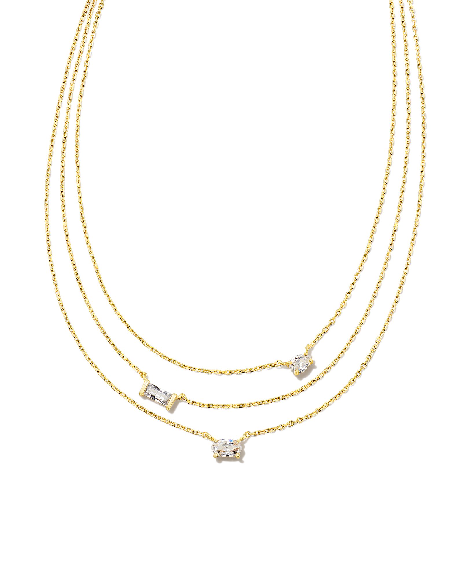 Mayel Gold Multi Strand Necklace in White CZ | Kendra Scott