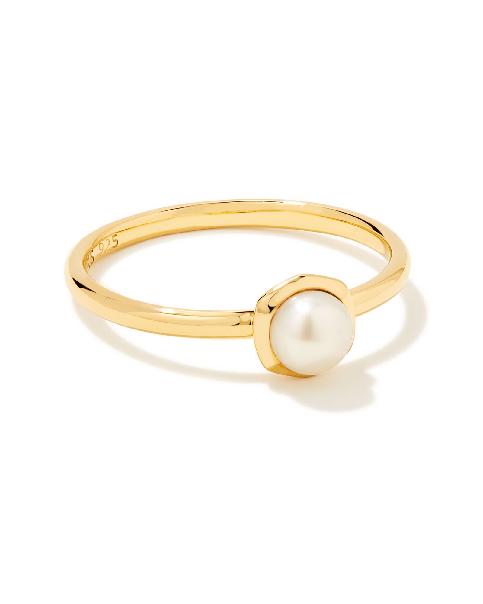 Davie Pearl 18k Gold Vermeil Band Ring in Freshwater Cultured Pearl ...