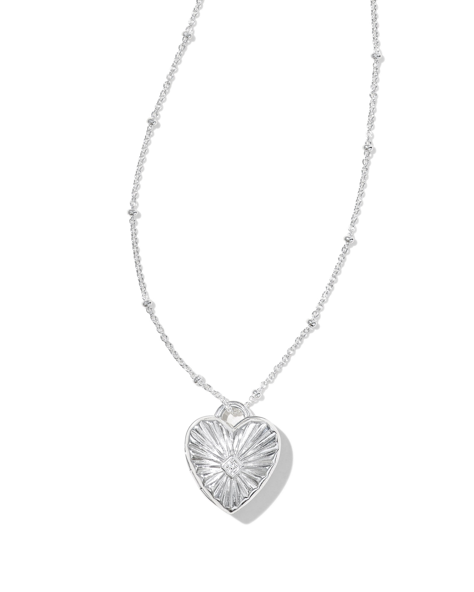 Meredith Sterling Silver Locket Necklace in White Topaz | Kendra Scott