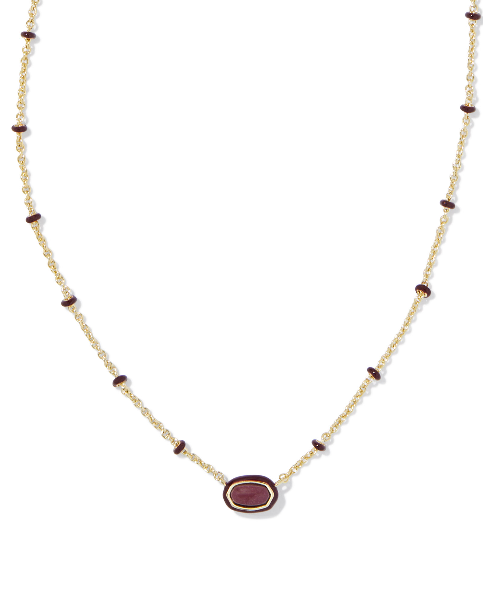 Mini Elisa Gold Enamel Frame Short Pendant Necklace in Maroon Magnesite ...
