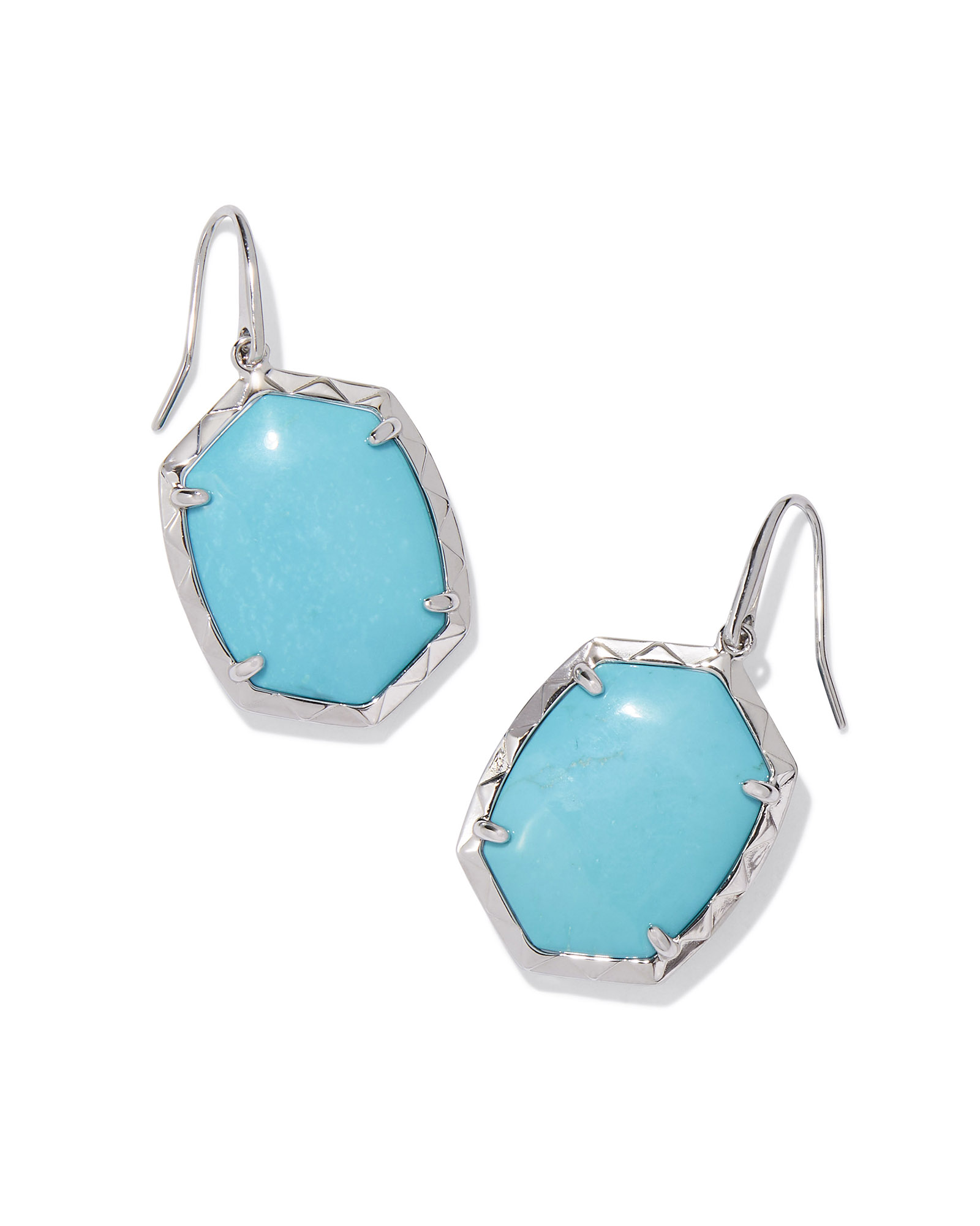 Daphne Silver Drop Earrings in Variegated Turquoise Magnesite | Kendra ...