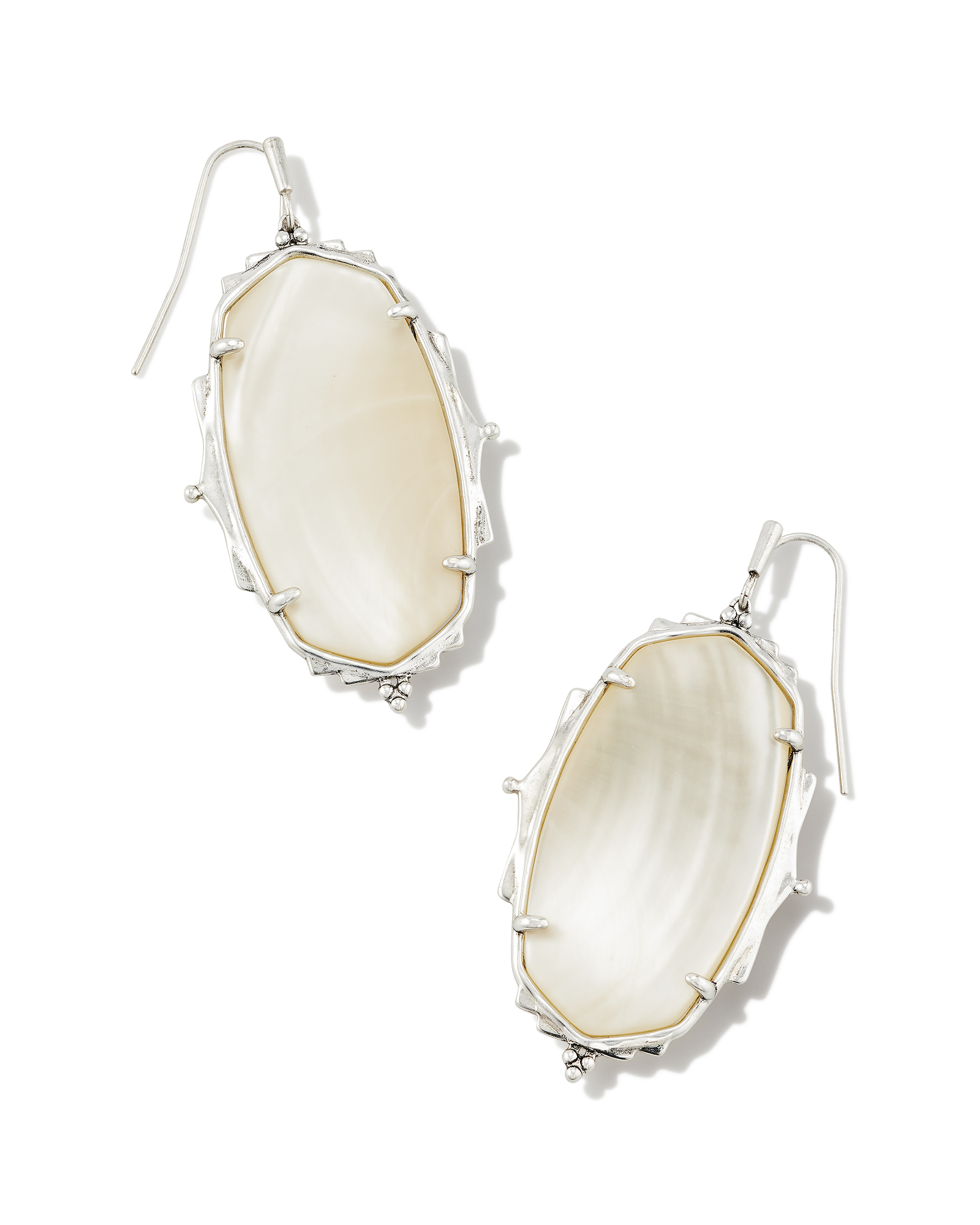 Baroque Vintage Silver Ella Drop Earrings in Natural Mother-of-Pearl ...