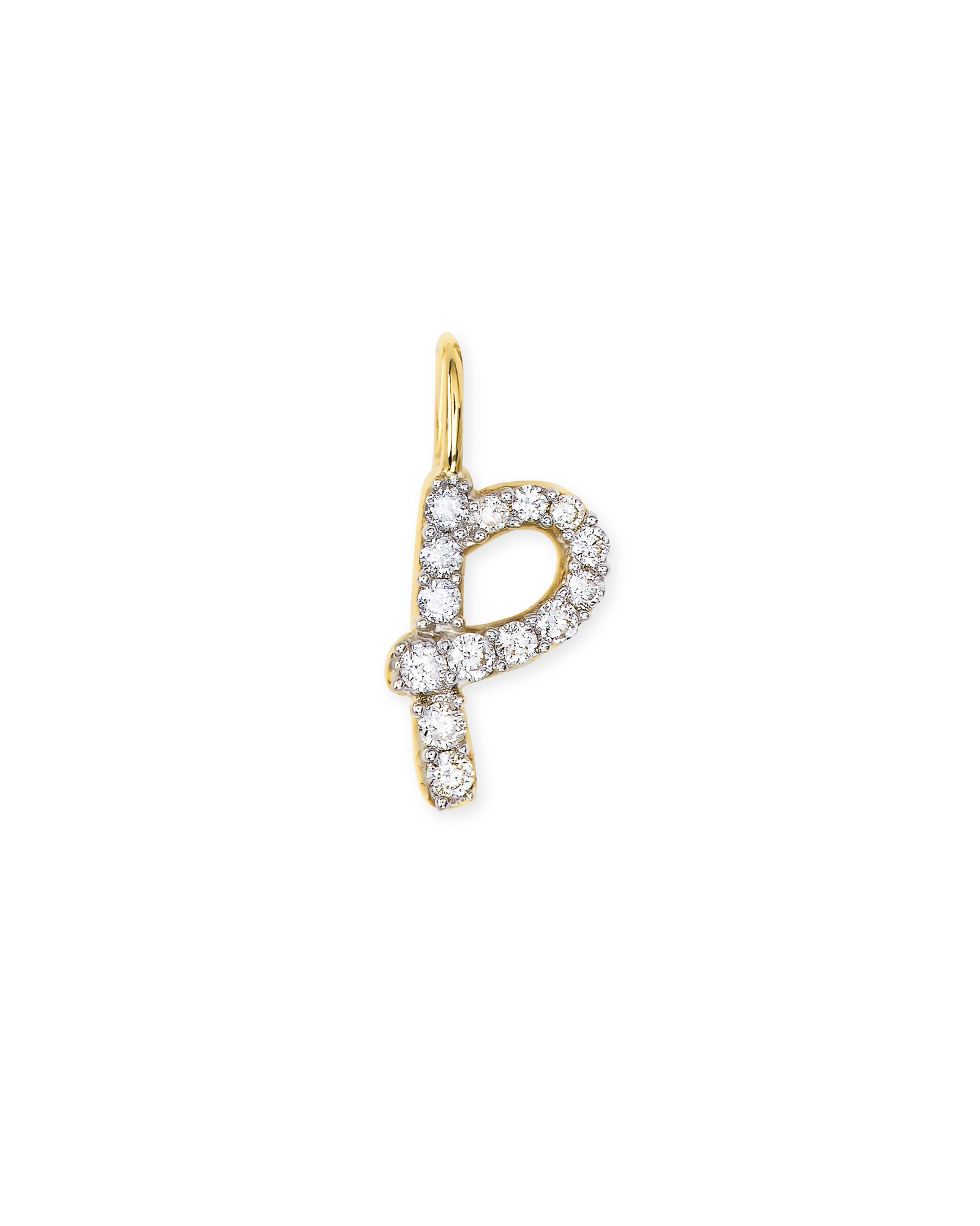 14k Yellow Gold Letter P Charm in White Diamond | Kendra Scott
