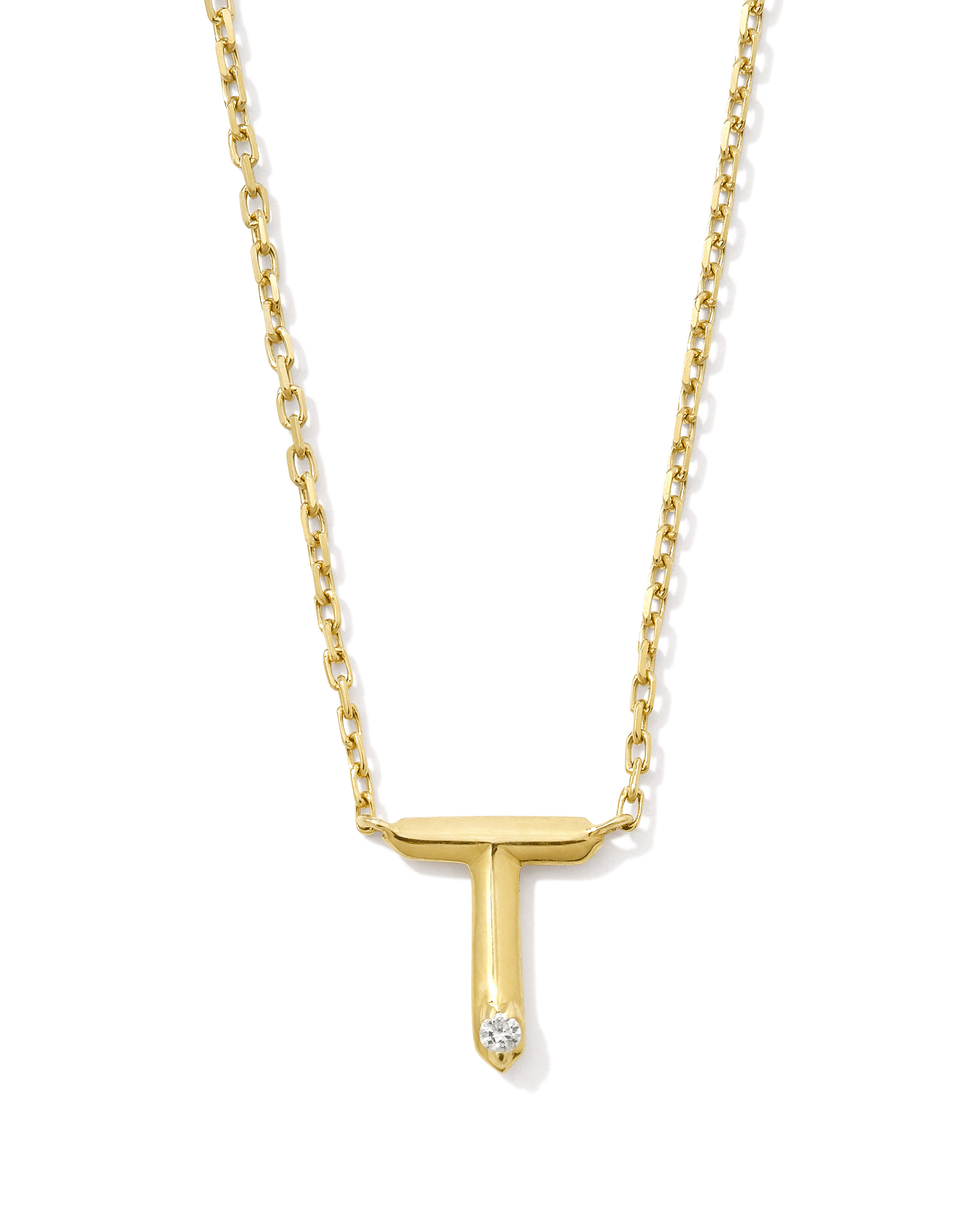 Diamond Accent Letter T 14k Yellow Gold Pendant Necklace in White ...