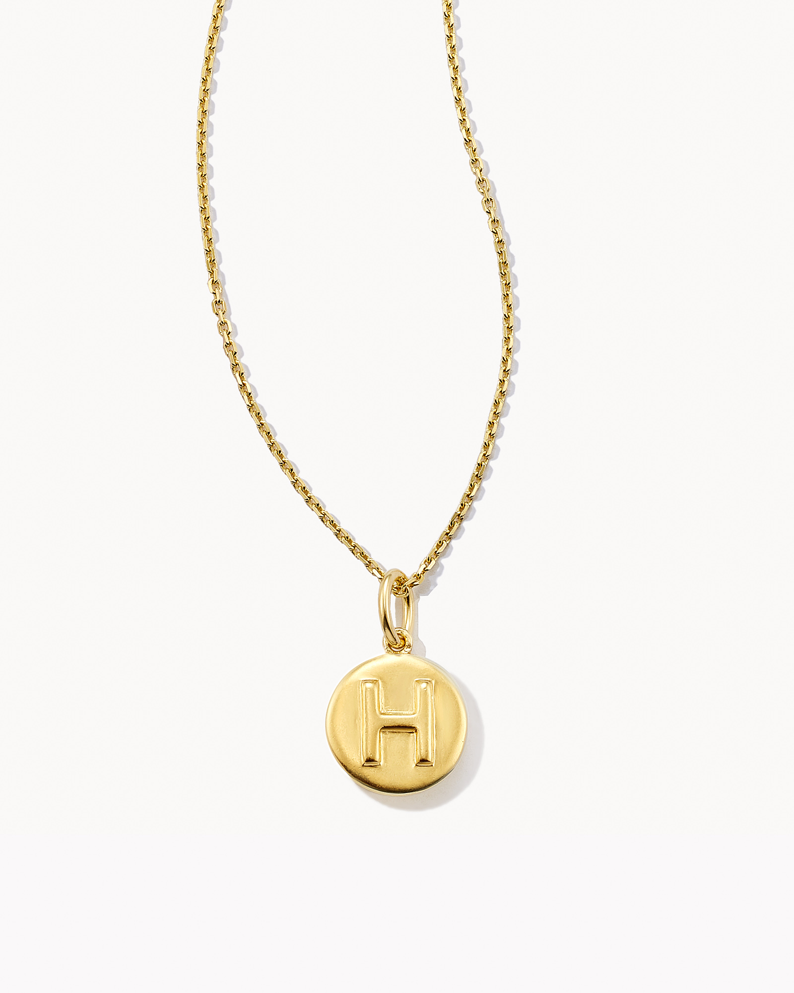 Letter H Coin Pendant Necklace in 18k Gold Vermeil