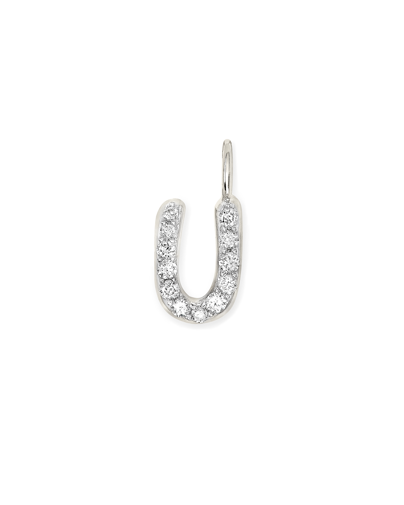14k White Gold Letter U Charm in White Diamond | Kendra Scott