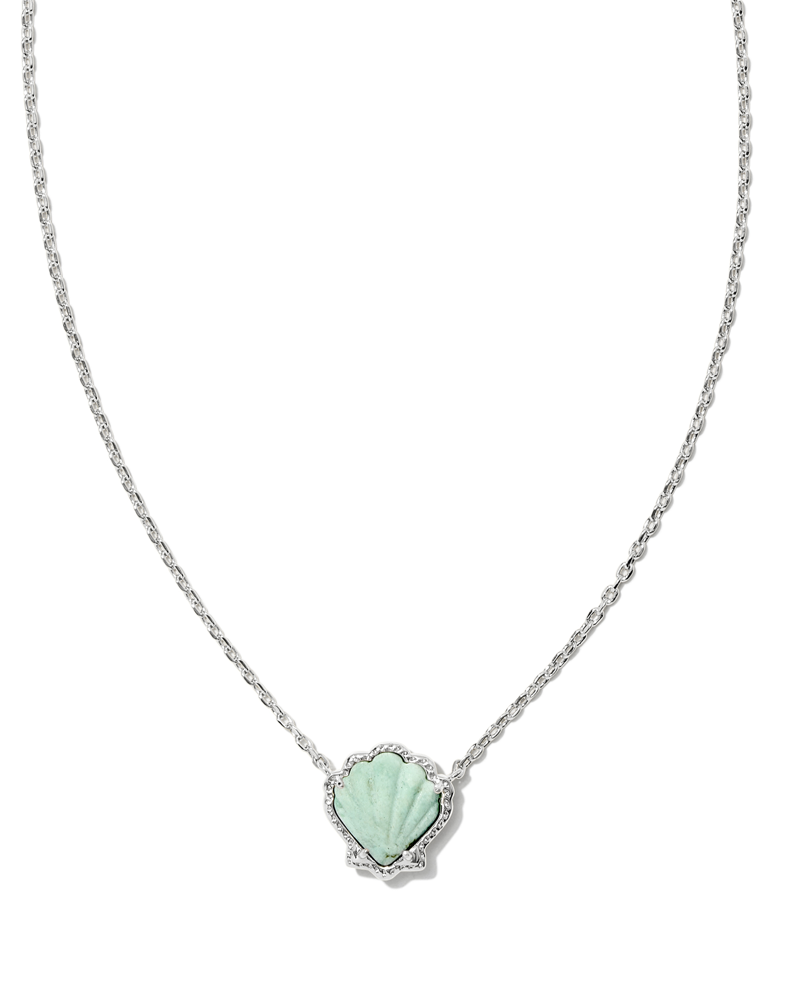 Brynne Silver Shell Short Pendant Necklace in Sea Green Chrysocolla ...