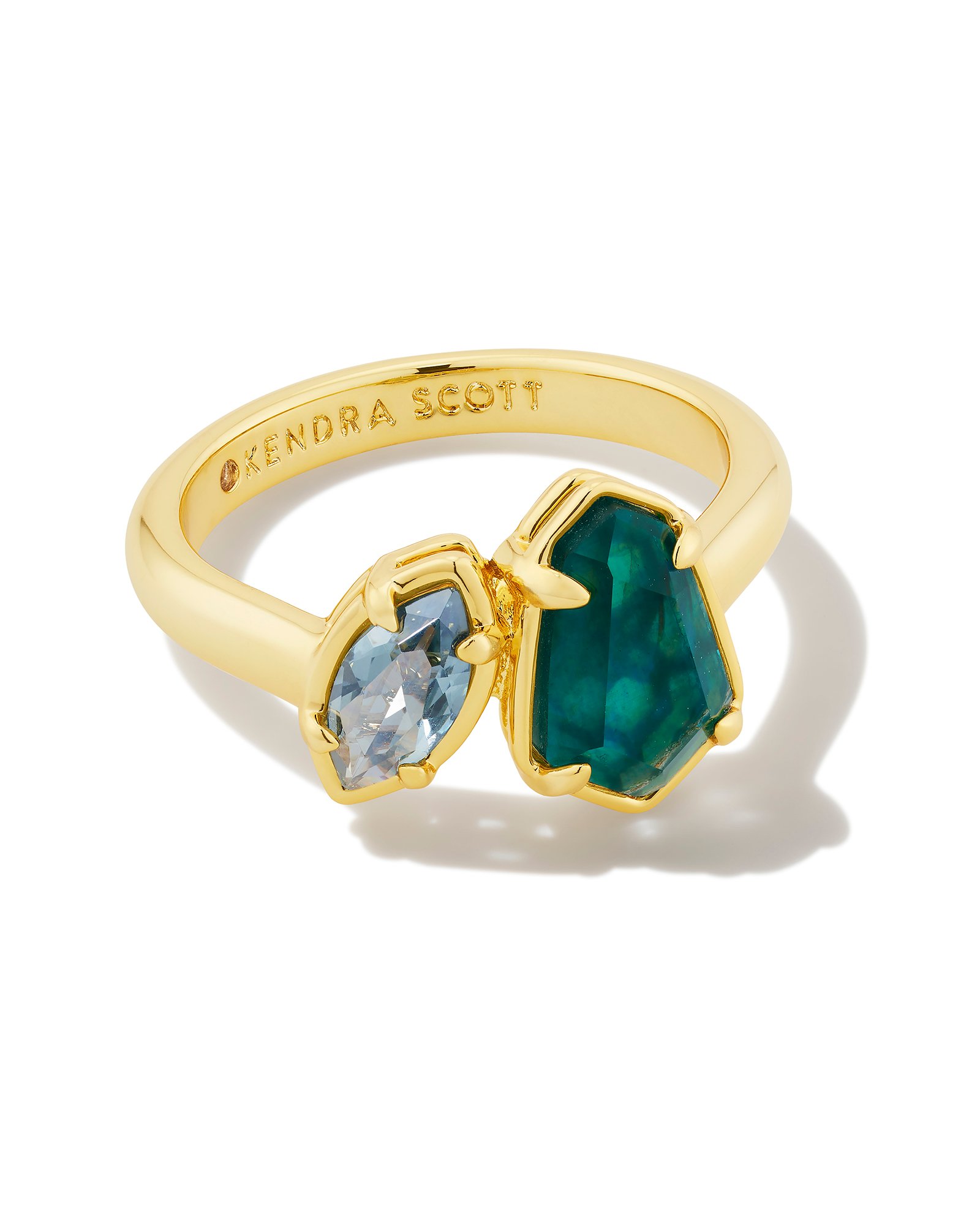 Alexandria Gold Cocktail Ring in Teal Green Mix | Kendra Scott