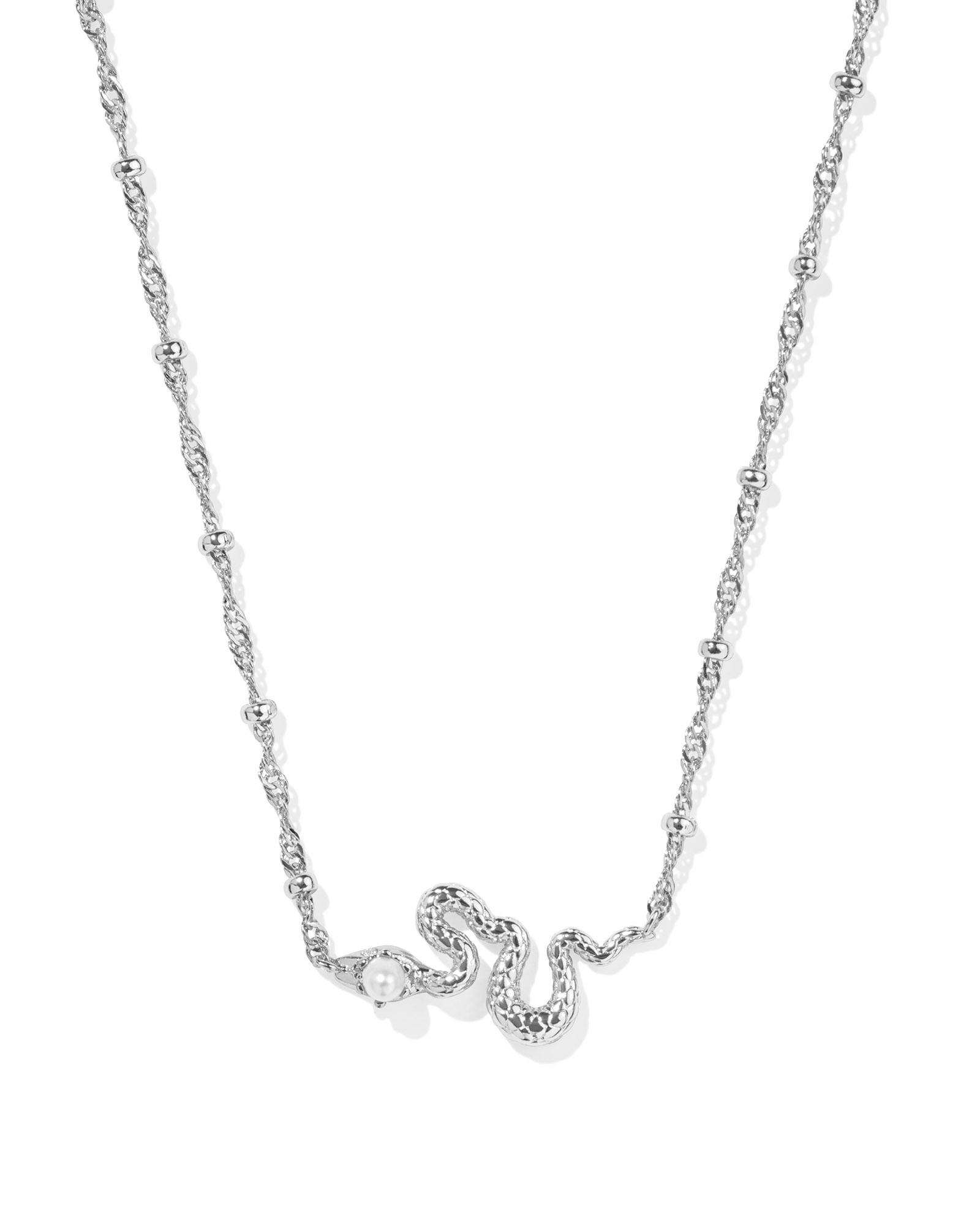 Lyle Silver Snake Short Pendant Necklace in Freshwater Cultured Pearl ...