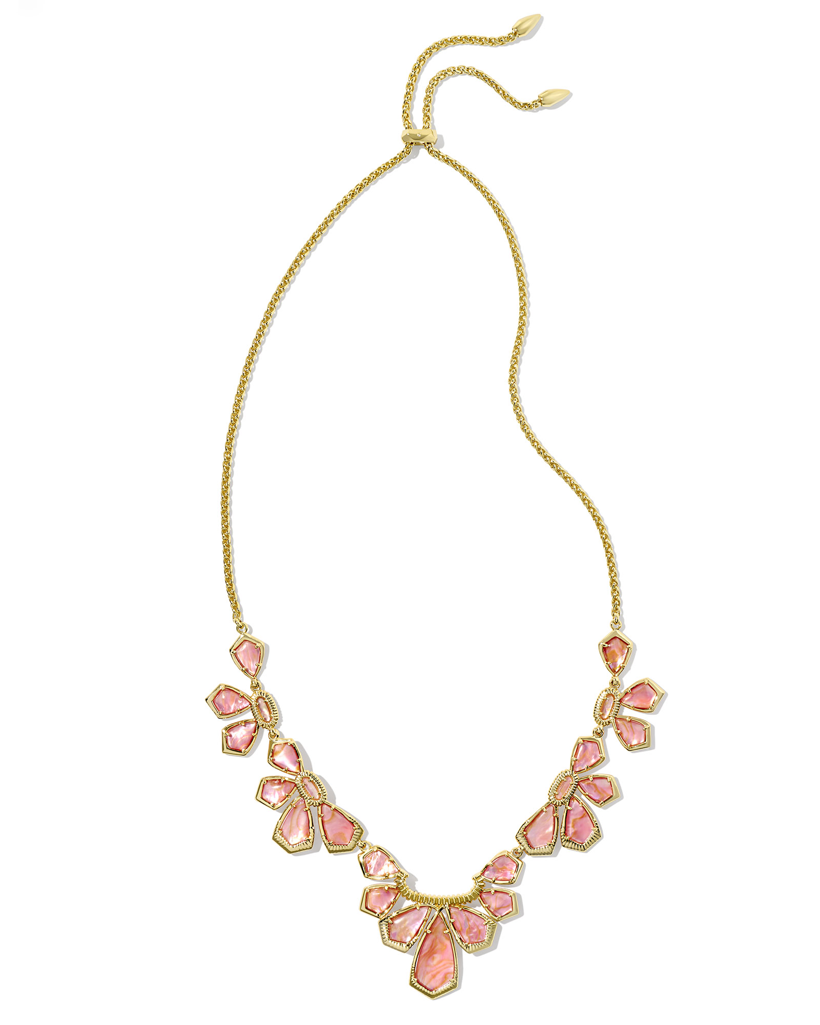 Layne Gold Statement Necklace in Light Pink Iridescent Abalone | Kendra ...