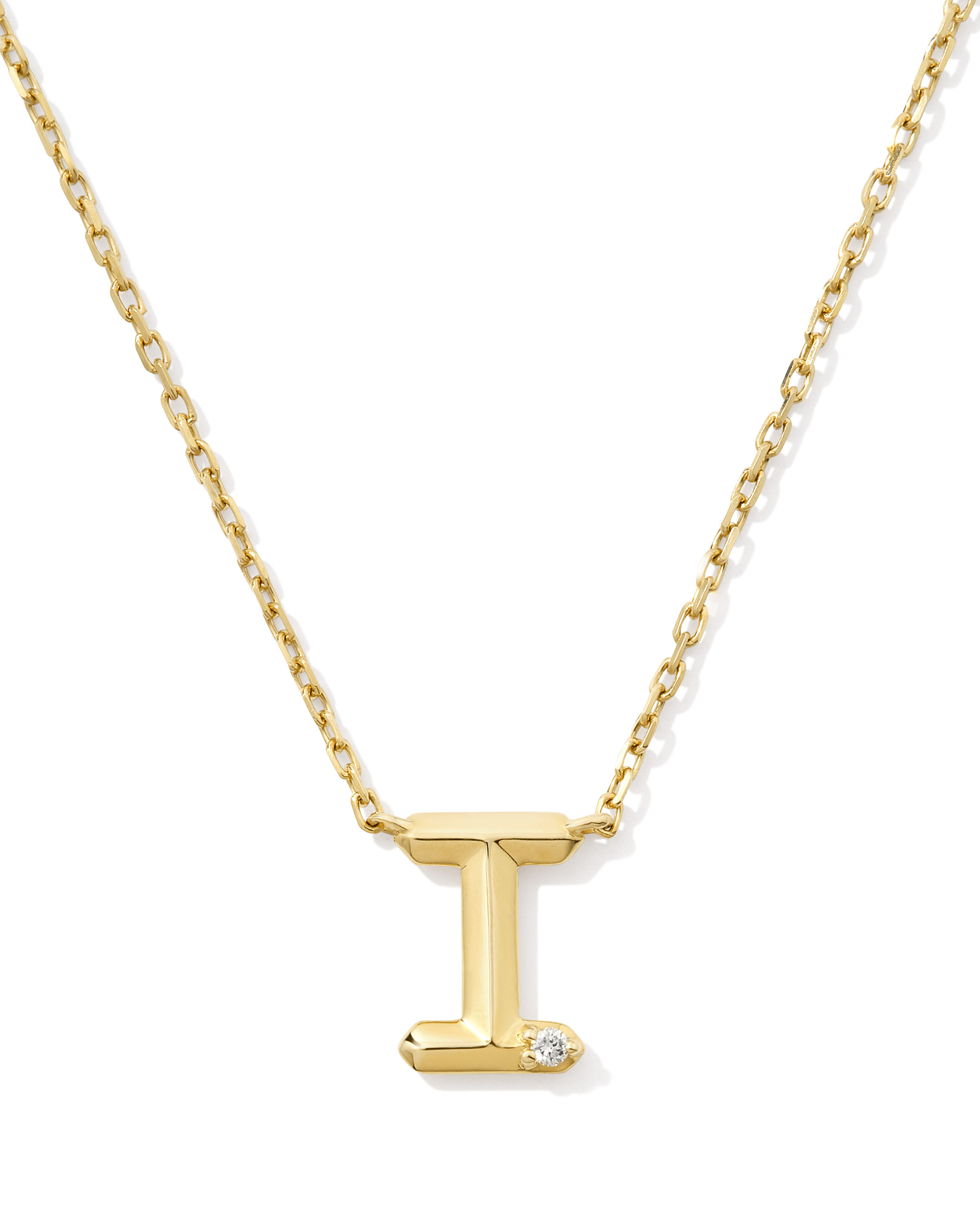 Diamond Accent Letter I 14k Yellow Gold Pendant Necklace in White ...