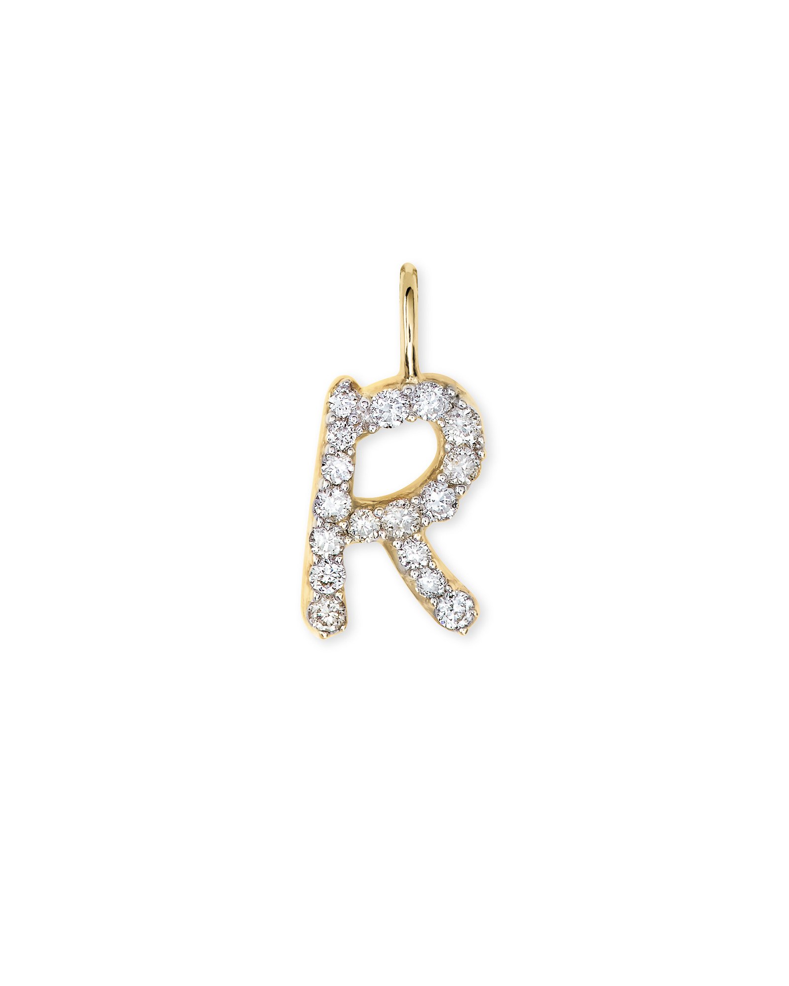 14k Yellow Gold Letter R Charm in White Diamond | Kendra Scott