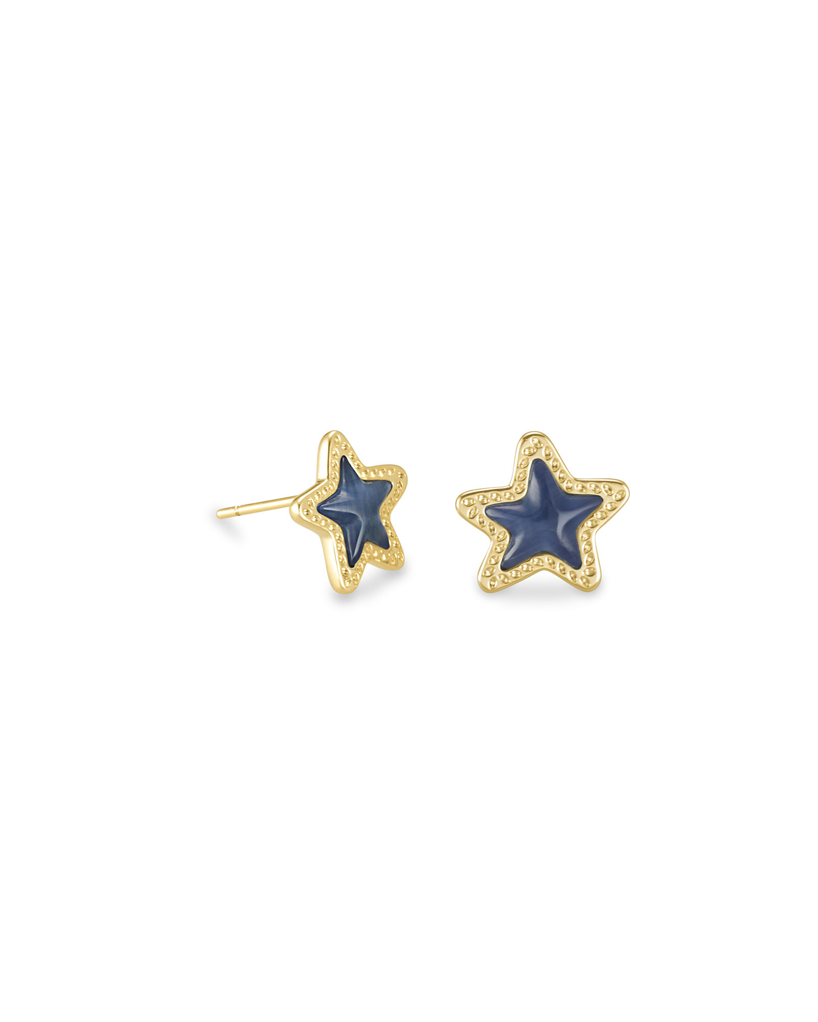 Jae Star Gold Stud Earrings in Navy Cat's Eye | Kendra Scott