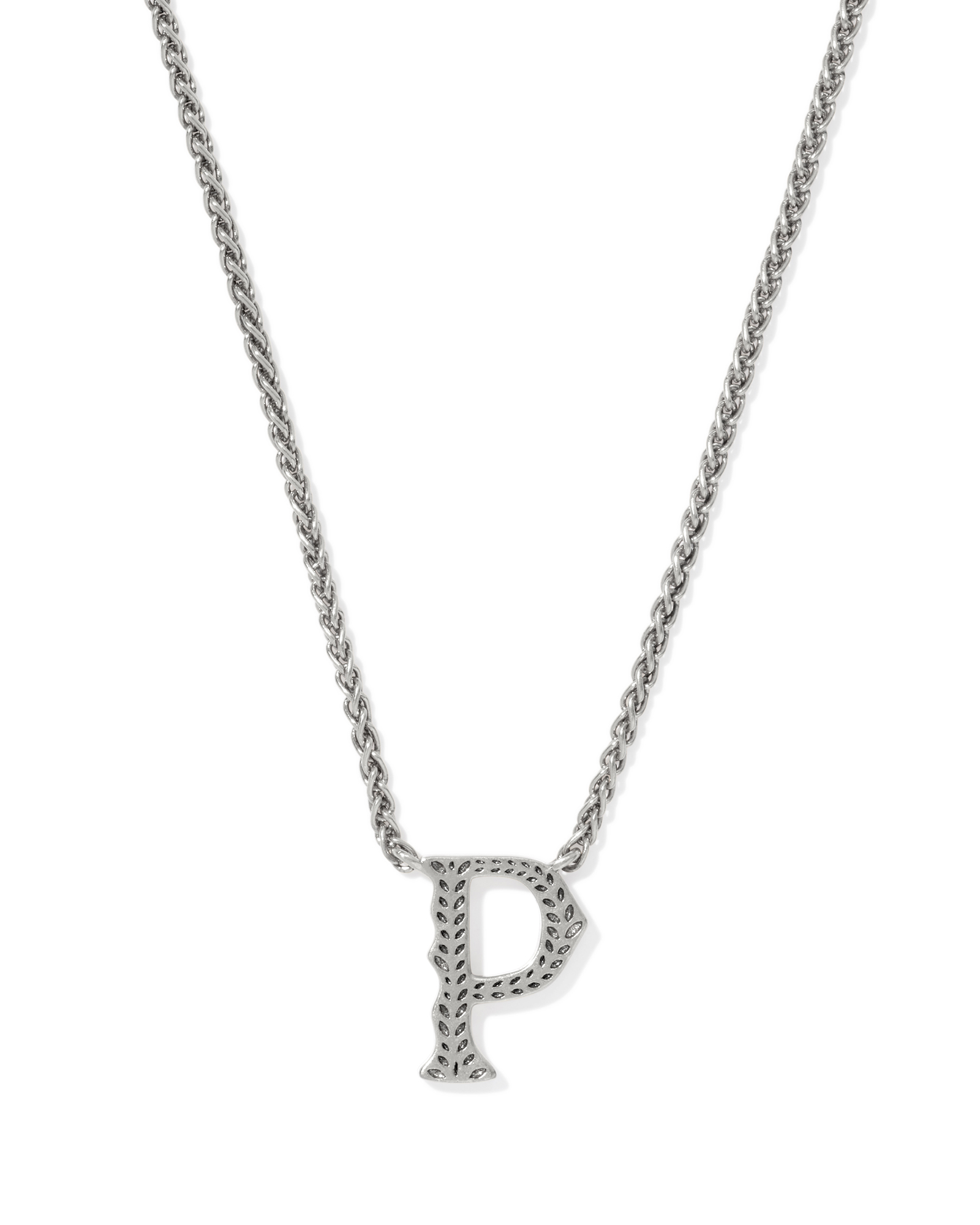 Beau Letter P Pendant Necklace in Vintage Silver | Kendra Scott