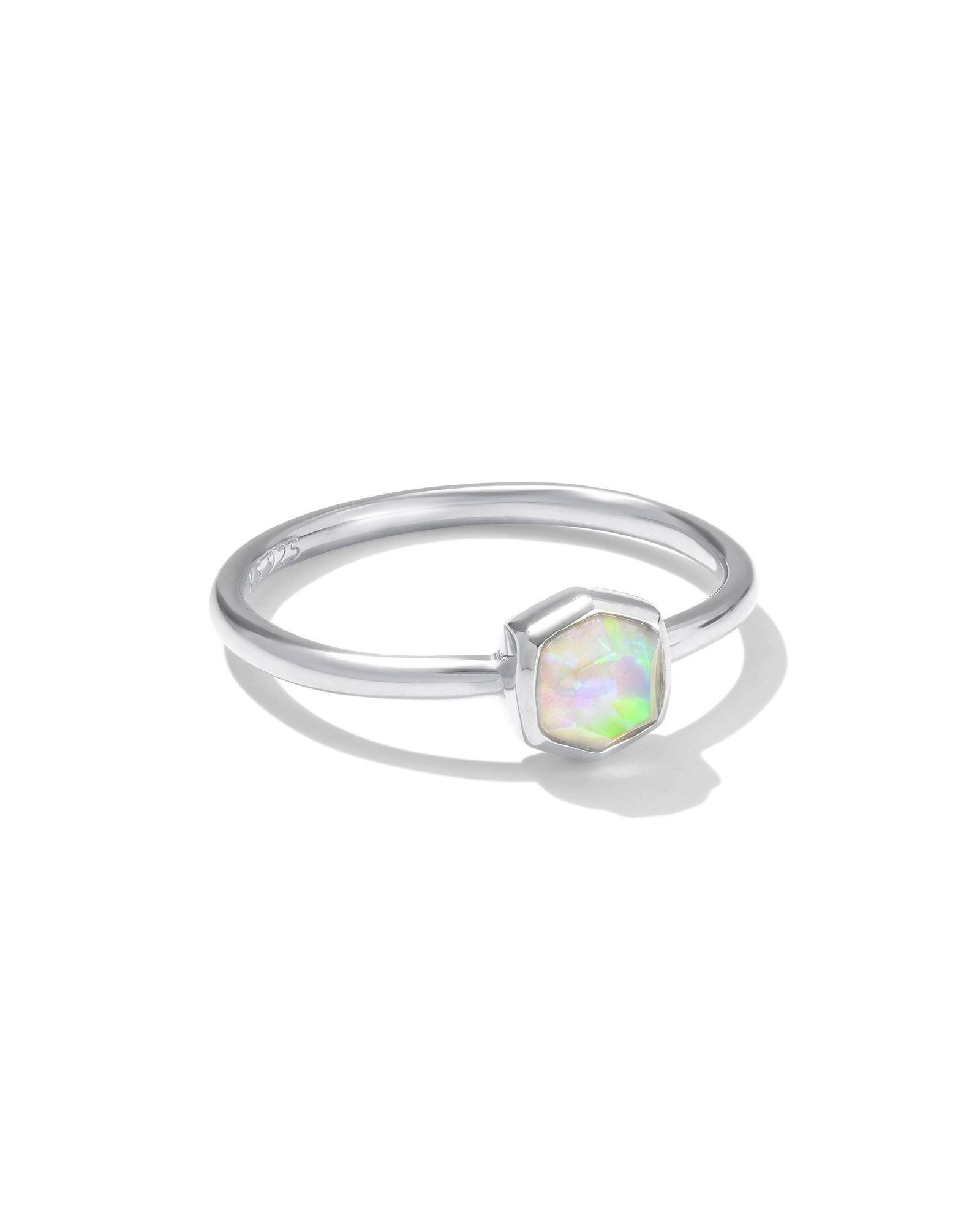 Davie Sterling Silver Band Ring in White Kyocera Opal | Kendra Scott