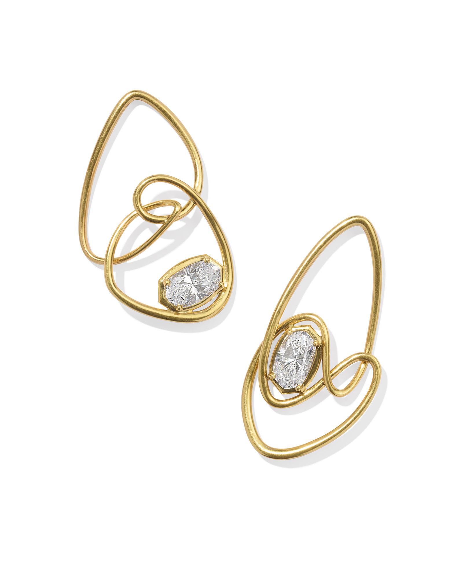 Myles Vintage Gold Crystal Statement Earrings in White CZ | Kendra Scott