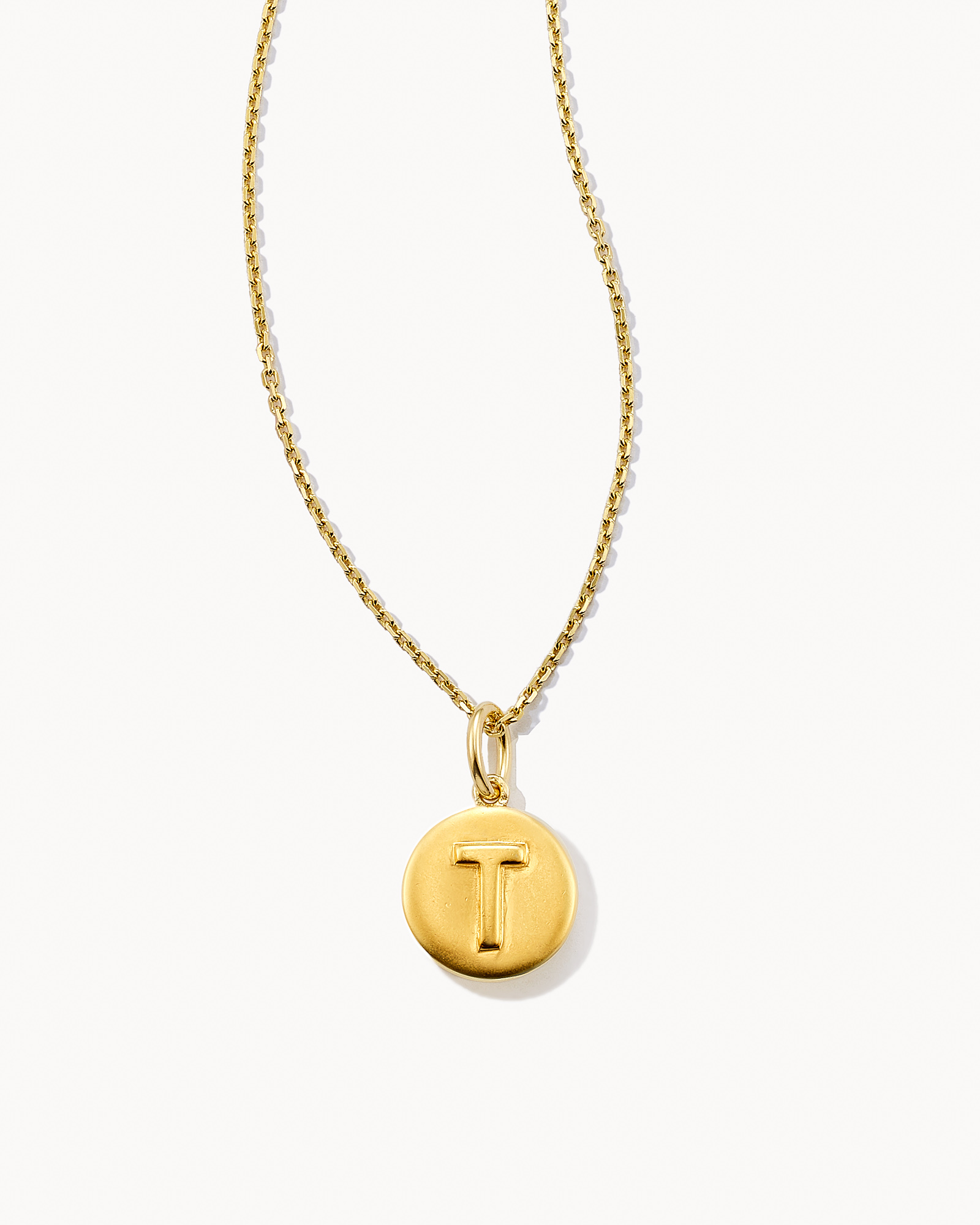 Letter T Coin Pendant Necklace in 18k Gold Vermeil