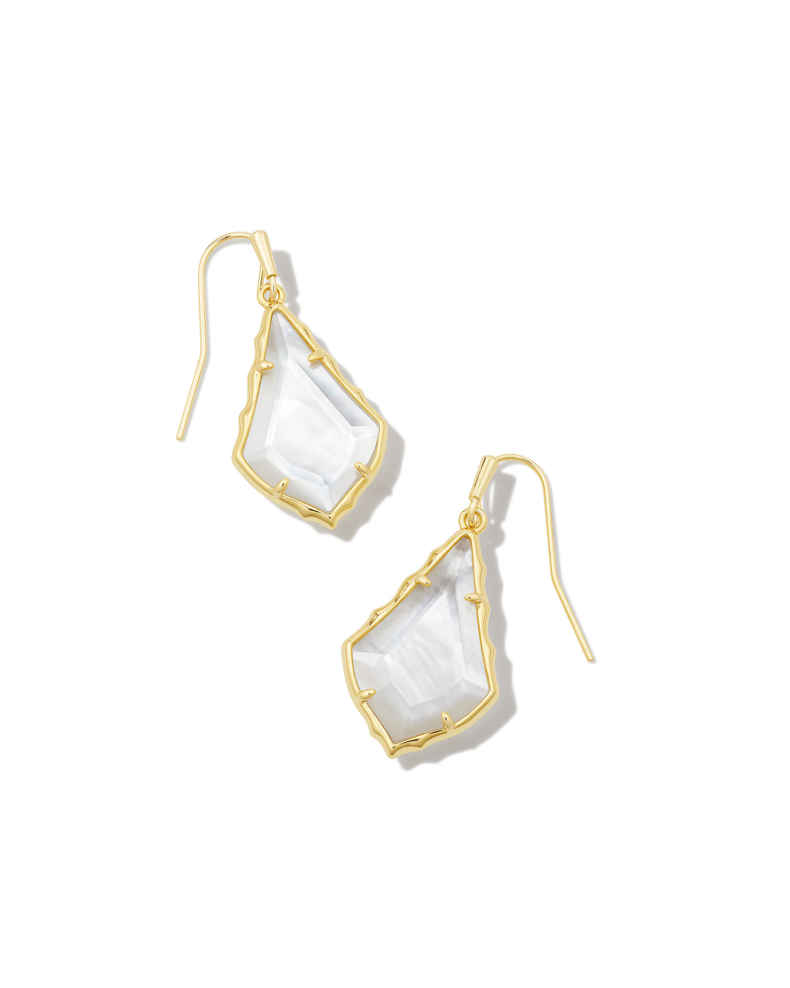 Small Faceted Alex Gold Drop Earrings in Ivory Illusion | Kendra Scott