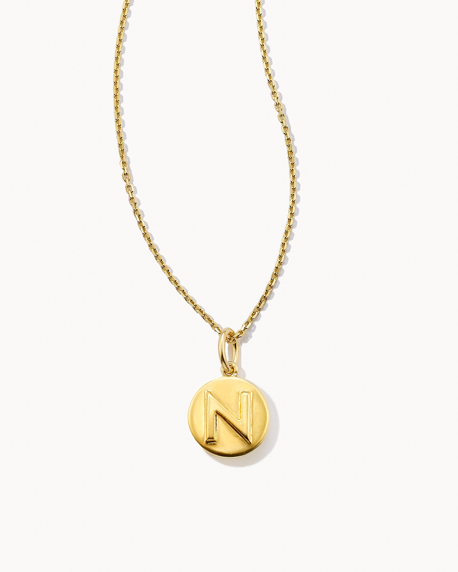 Letter N Coin Pendant Necklace in 18k Gold Vermeil