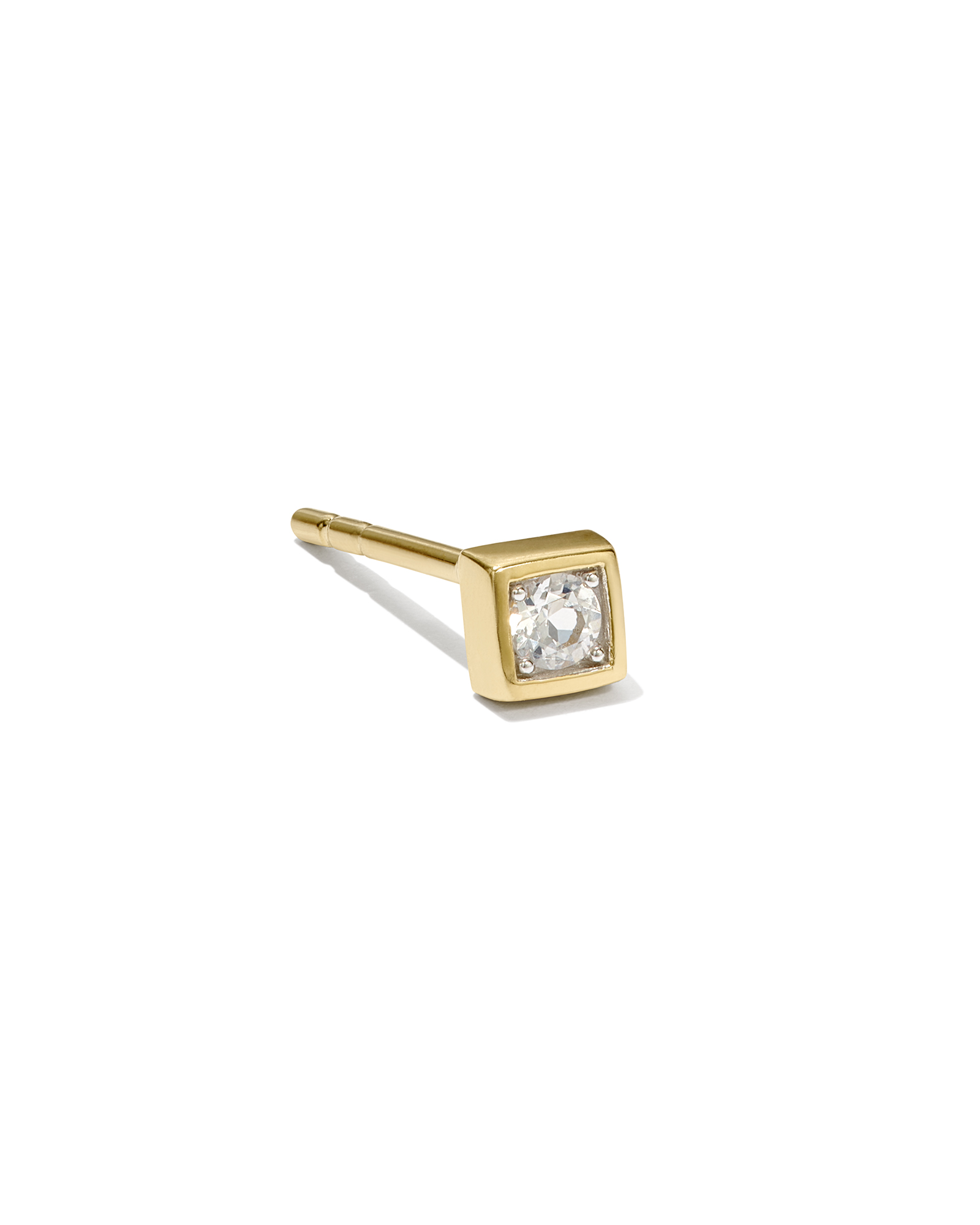 Maia 18k Gold Vermeil Square Bezel Single Stud Earring in White Topaz ...